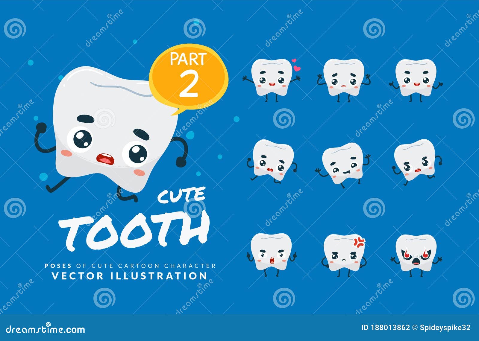 Vector Set of Cartoon Images of Tooth. Part 2 Stock Vector ...