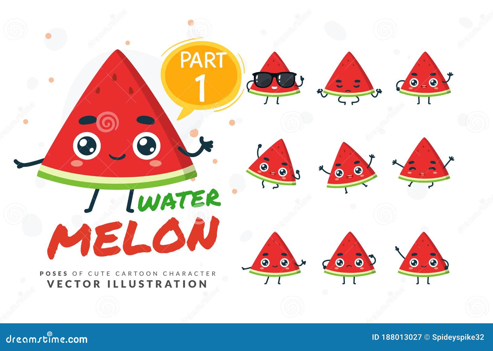 Vector Set of Cartoon Images of Triangle Watermelon. Part 1 Stock ...