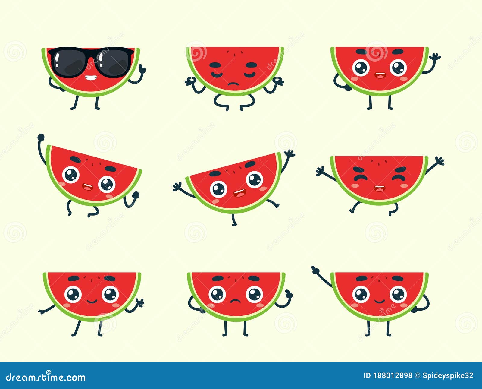 Vector Set of Cartoon Images of Watermelon. Part 1 Stock Vector ...