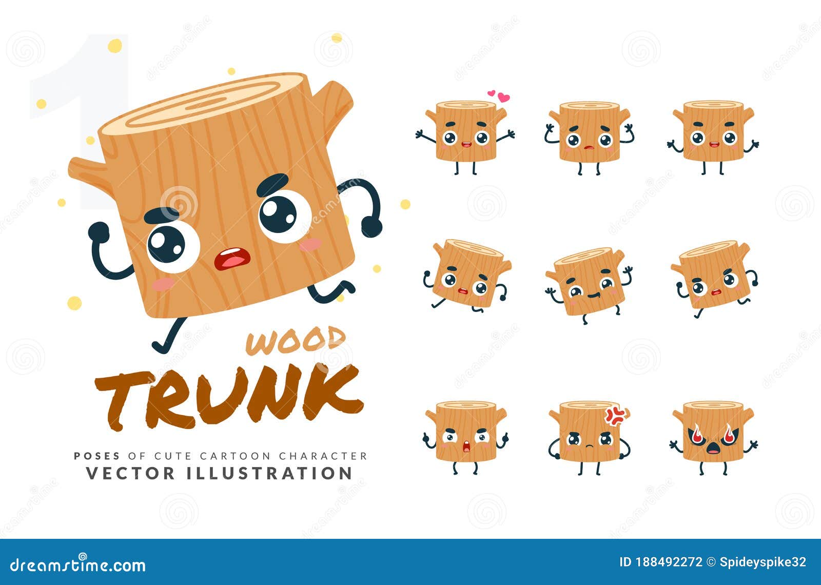 Vector Set of Cartoon Images of Wood Trunk. Part 1 Stock Vector ...
