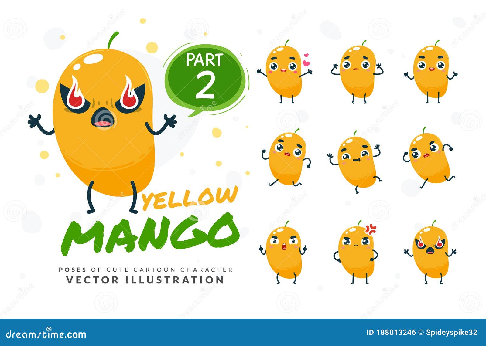 Mango Chibi Cartoon Style Isolated Plain Background By AI Generated ...