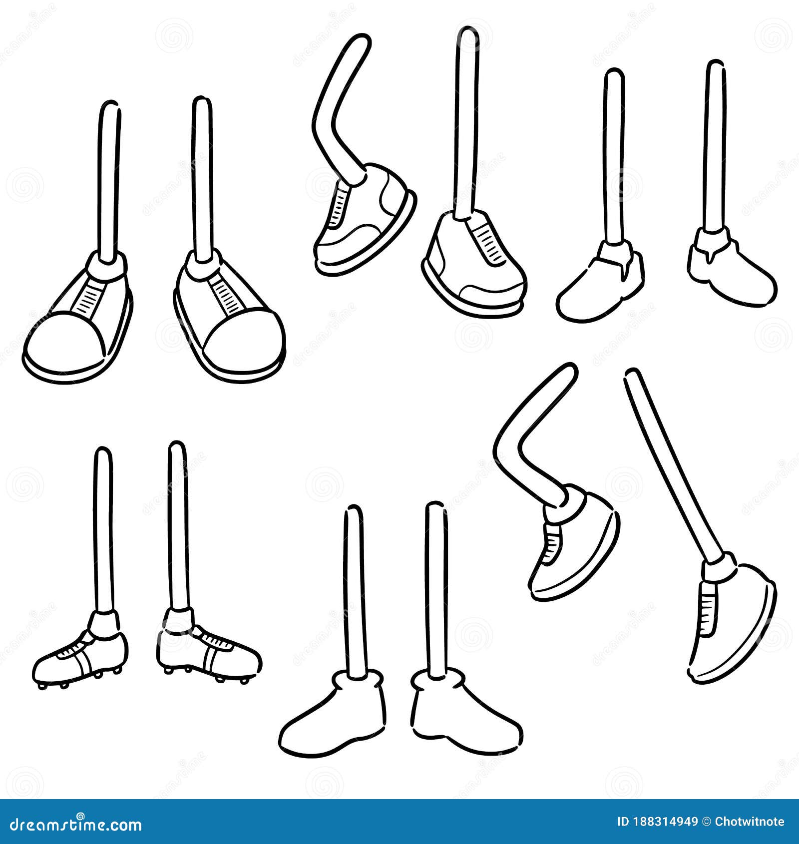 Vector set of cartoon leg stock vector. Illustration of drawing - 188314949