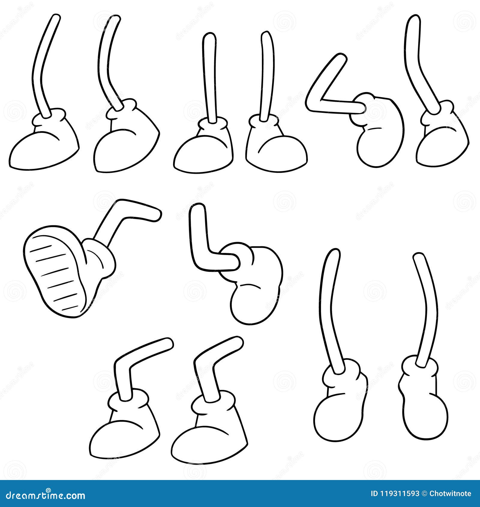 Vector set of cartoon leg stock vector. Illustration of pair - 119311593