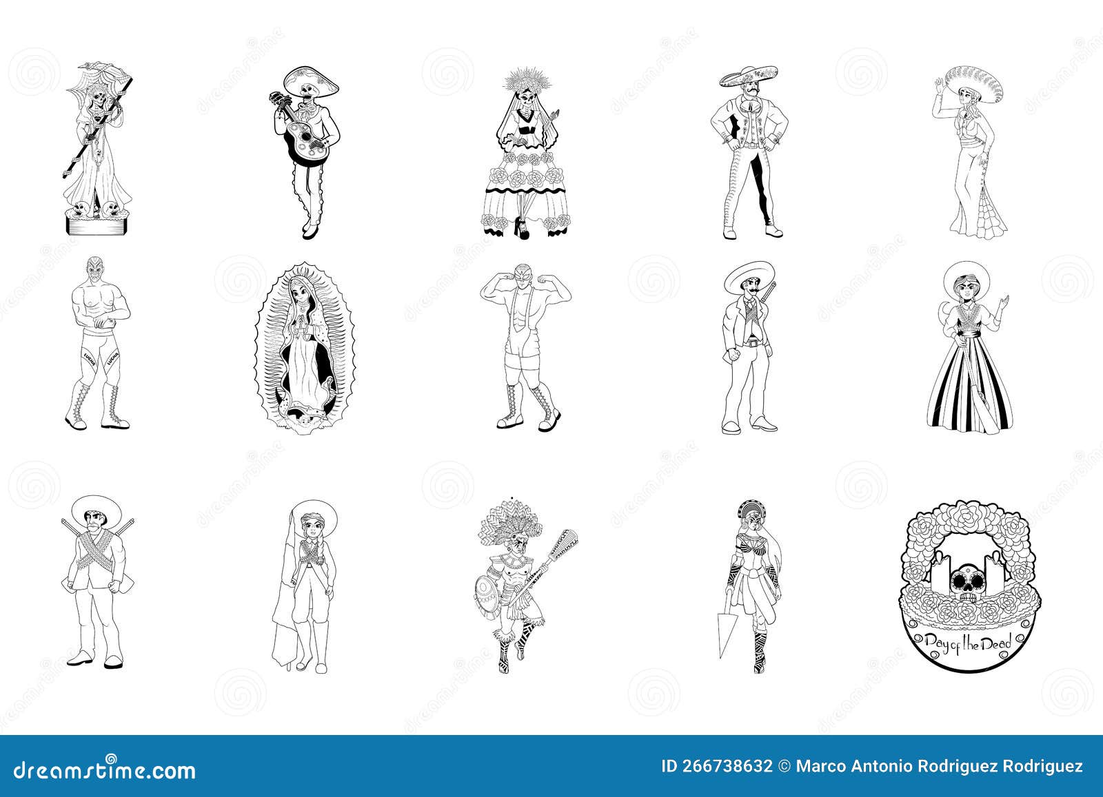Vector Set of Cartoon Mexican Characters Isolated Stock Vector ...