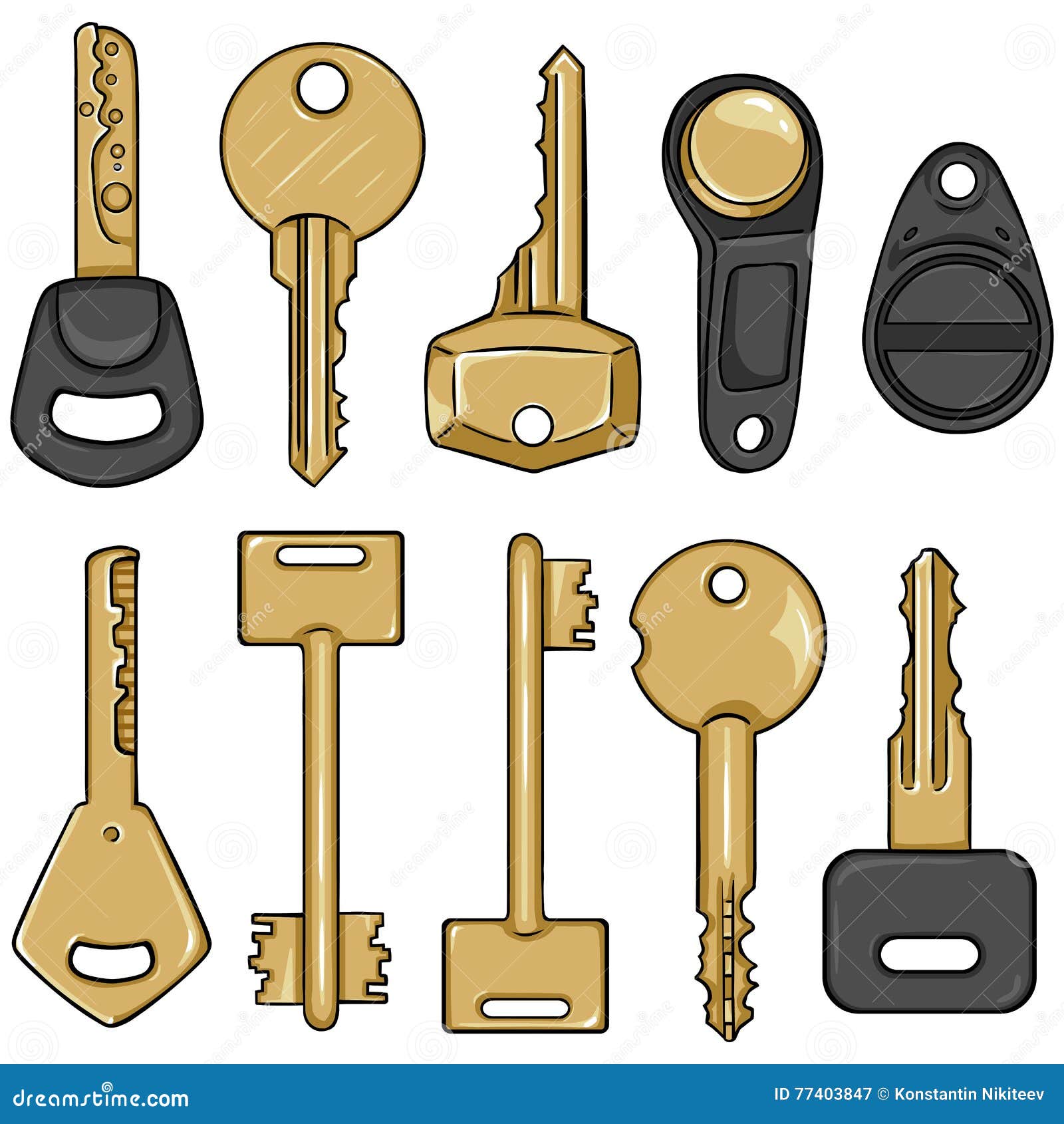 Vector Set of Cartoon Modern Keys. Stock Vector - Illustration of ...