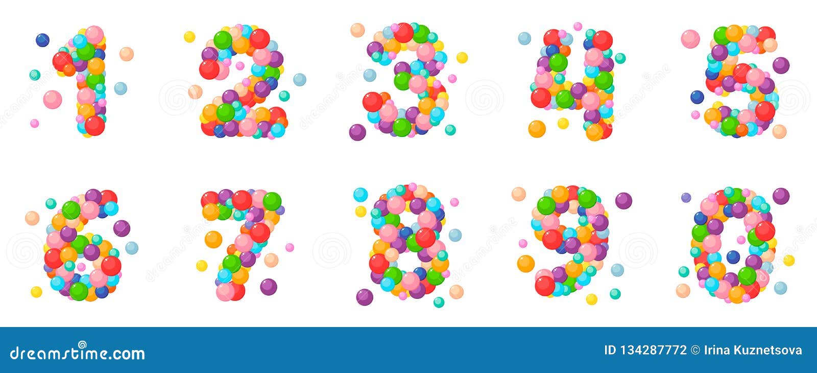 Vector Set Cartoon Numbers for Kids the Colored Balls. Stock Vector ...