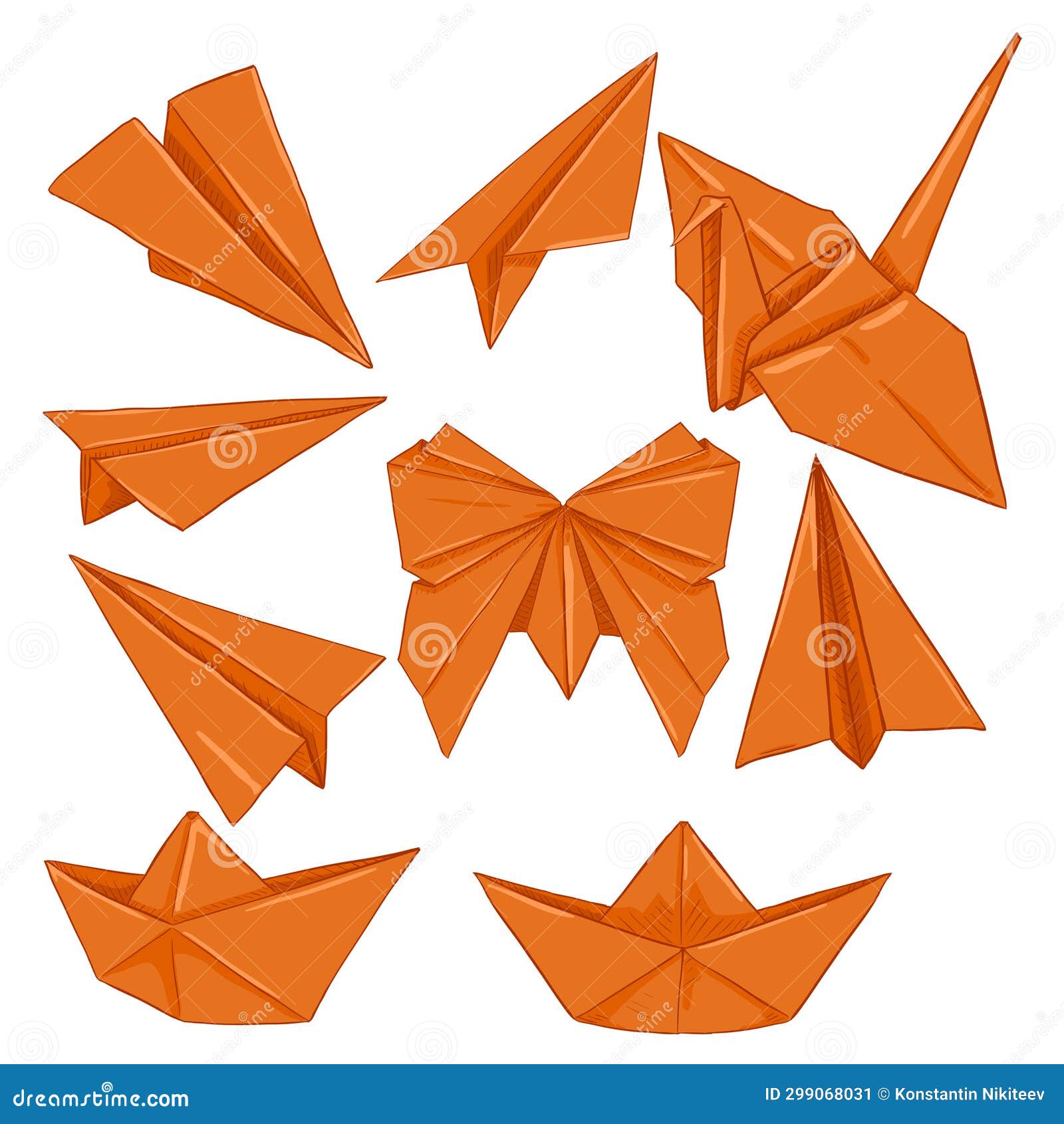 Vector Set of Cartoon Origami Paper Objects Stock Illustration ...