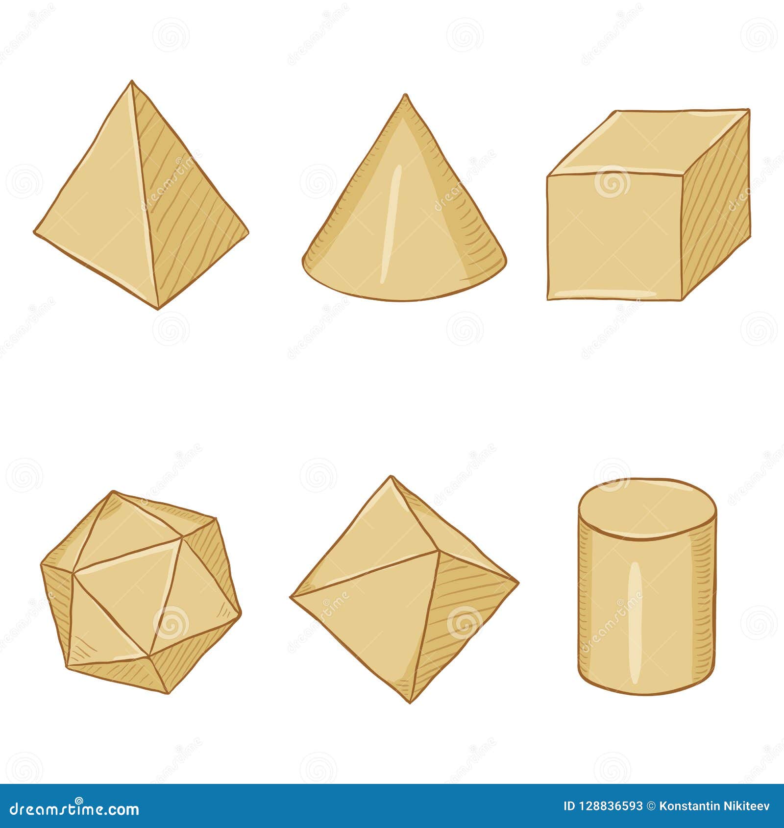Vector Set of Cartoon Paper Geometry Shapes Stock Vector - Illustration ...