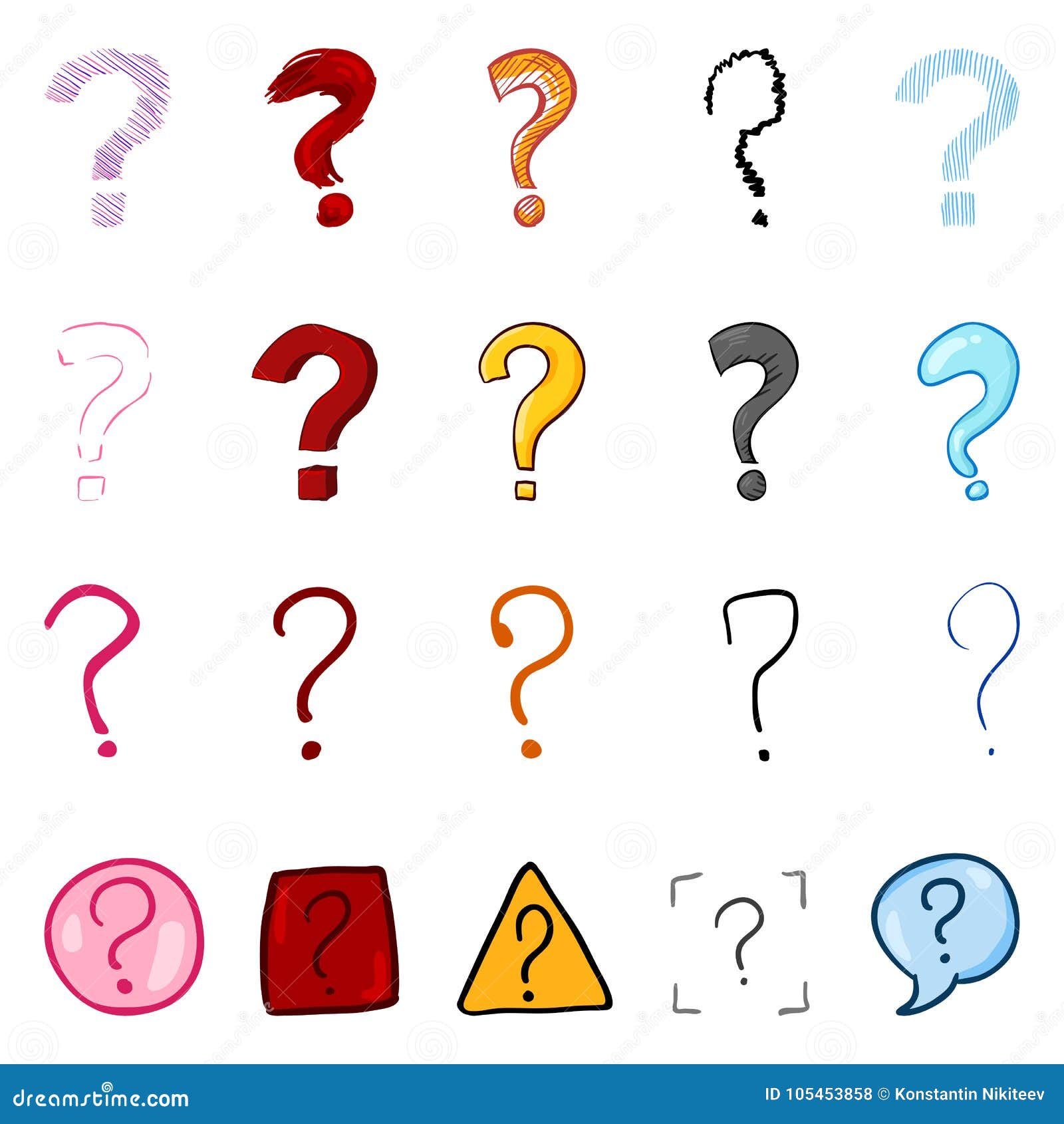 Vector Set of Cartoon Question Marks Stock Vector - Illustration of ...
