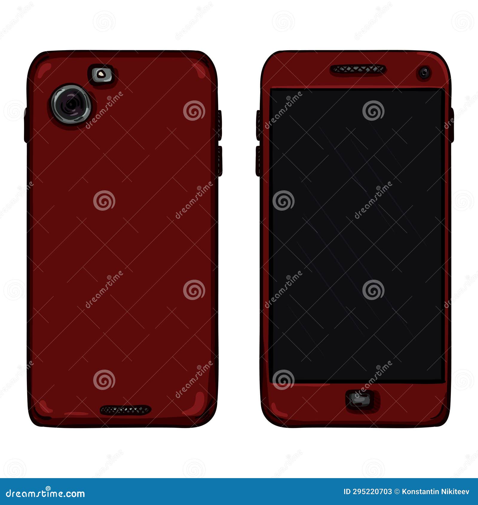 Vector Set of Cartoon Red Smartphone Stock Vector - Illustration of ...
