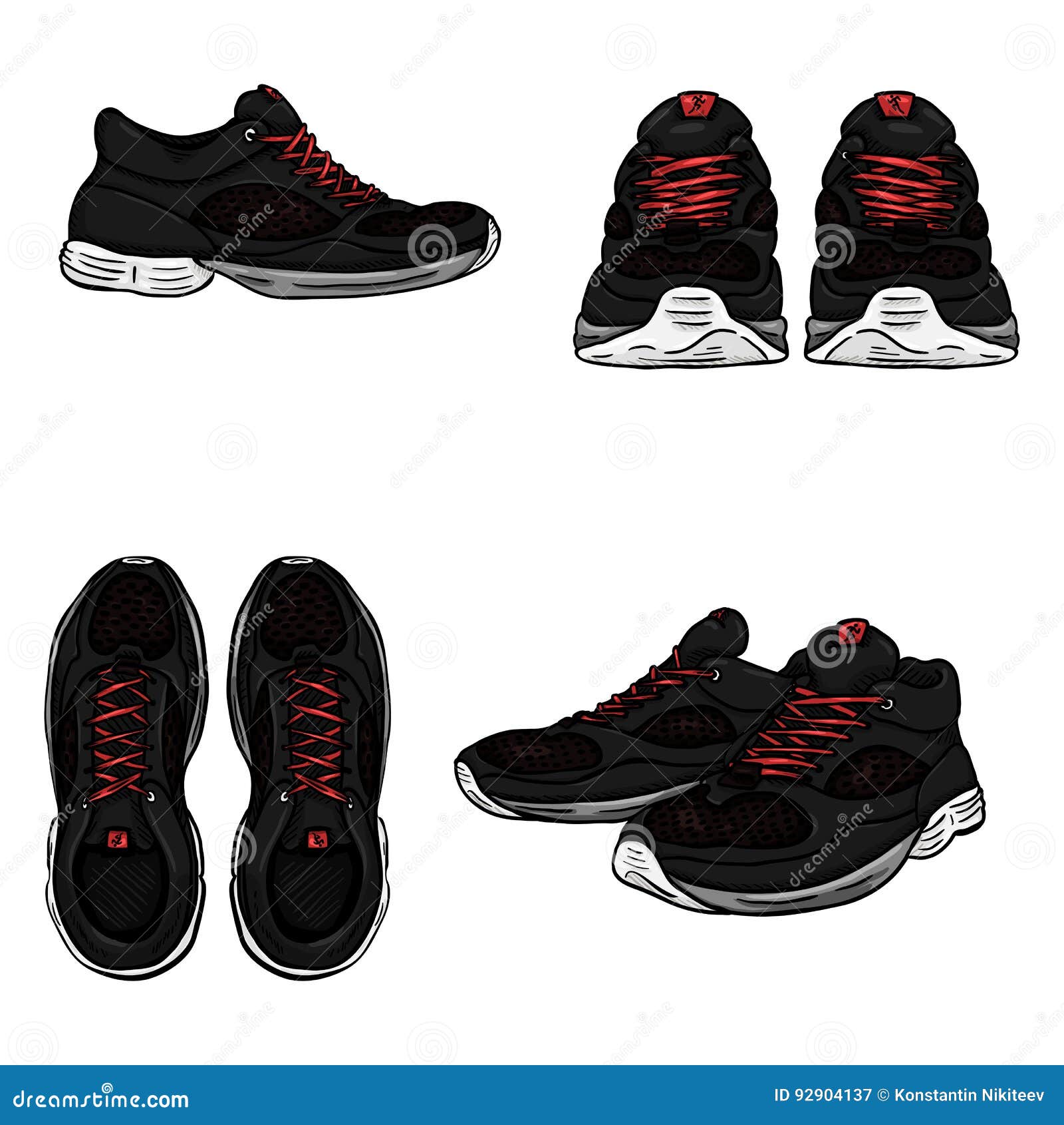 Vector Set of Cartoon Running Shoes. Stock Vector - Illustration of ...