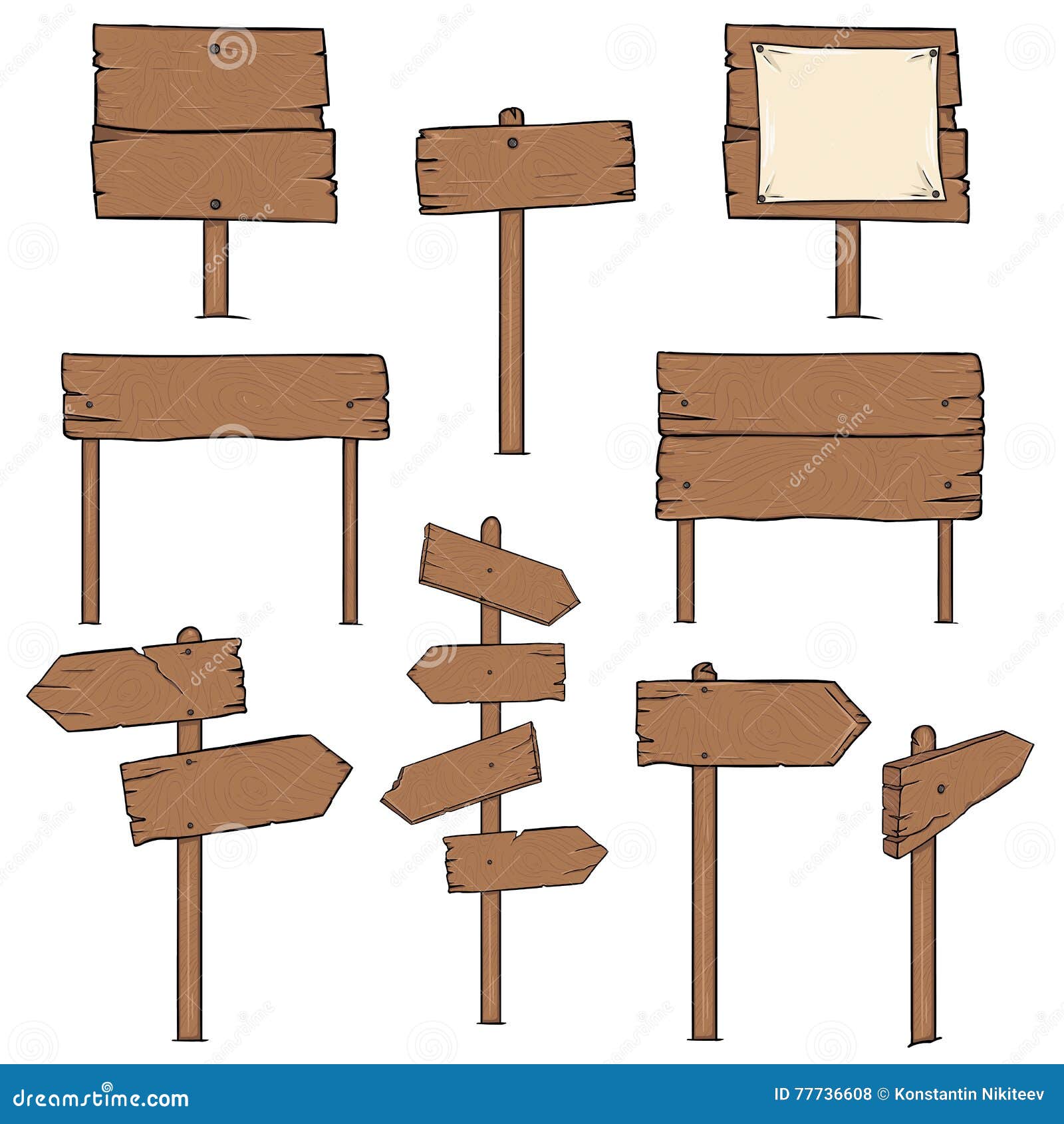 Vector Set of Cartoon Signposts Stock Vector - Illustration of color ...