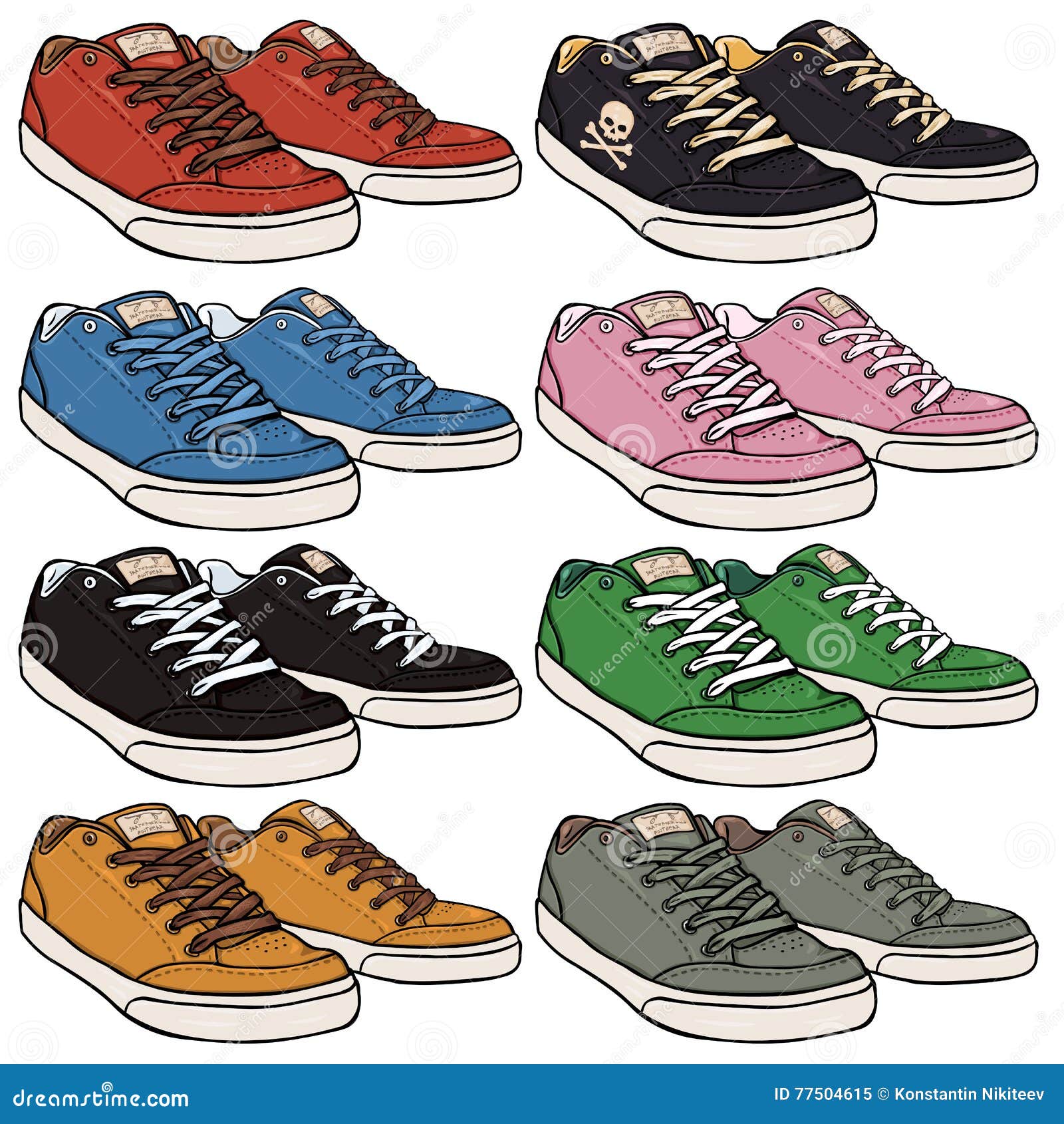 Vector Set of Cartoon Skaters Shoes Stock Vector - Illustration of ...