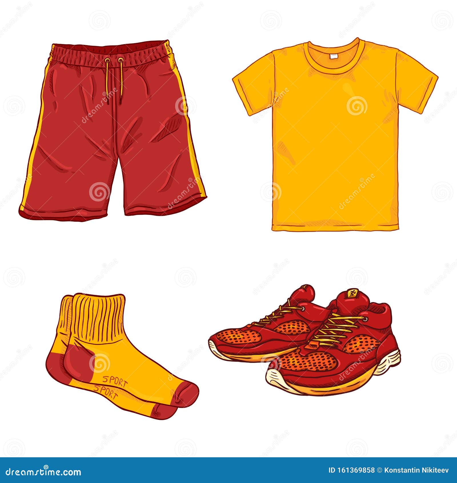 Vector Set of Cartoon Sport Clothes Stock Vector - Illustration of ...
