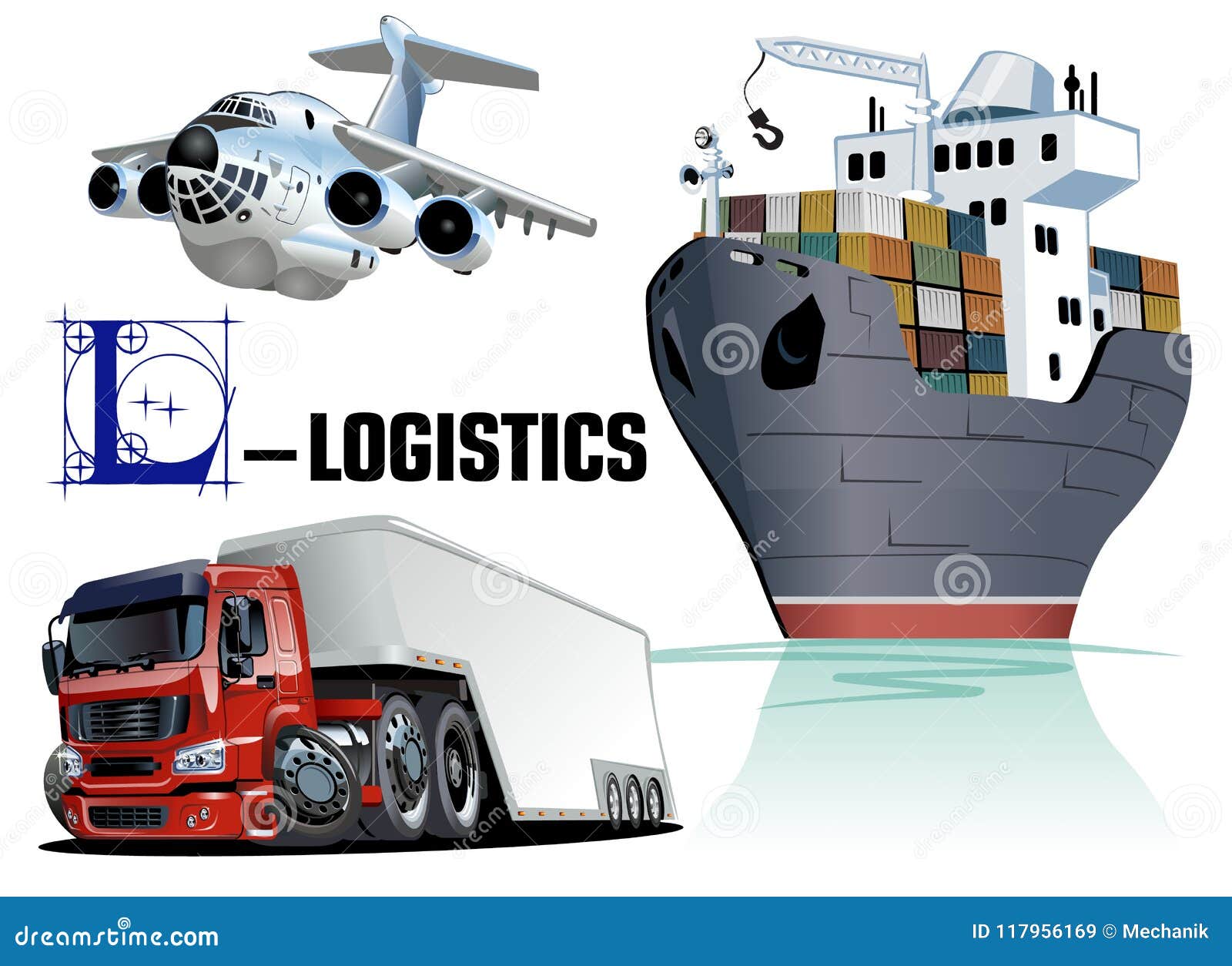 Vector Set of Cartoon Transport Stock Vector - Illustration of airplane ...