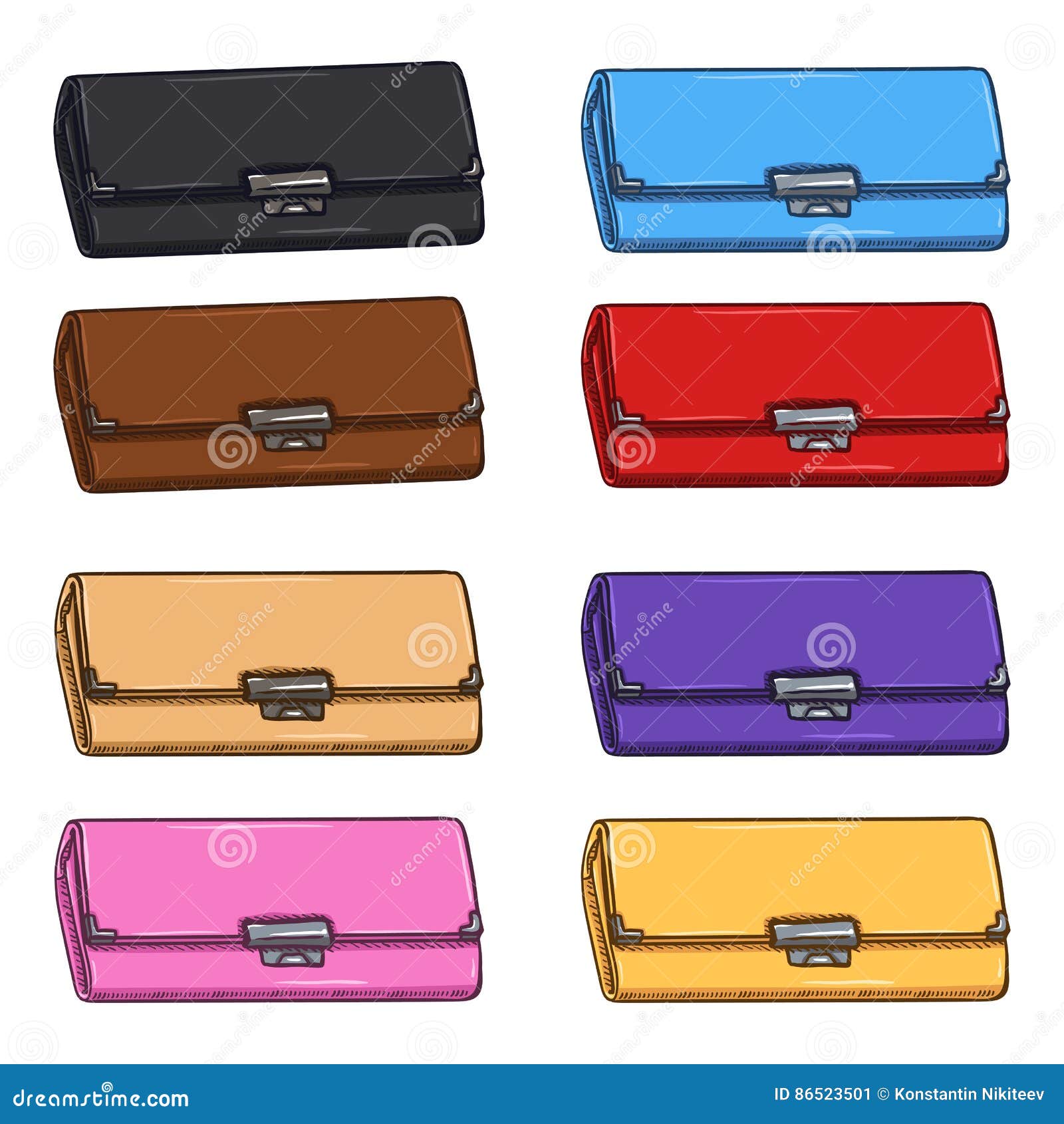 Vector Set of Cartoon Women Purse Stock Vector - Illustration of ...