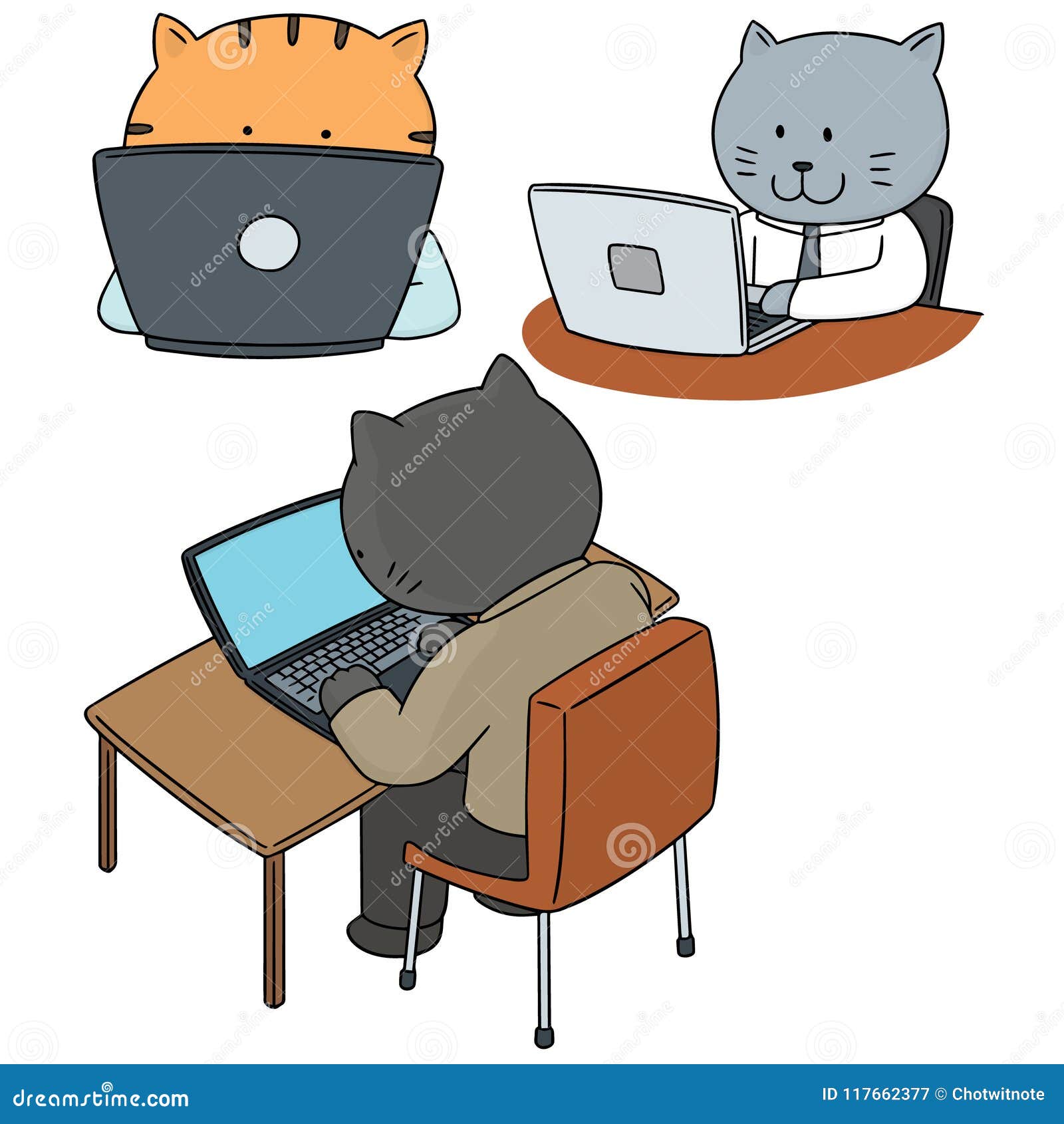 Vector Set of Cat Office Worker Stock Vector - Illustration of ...