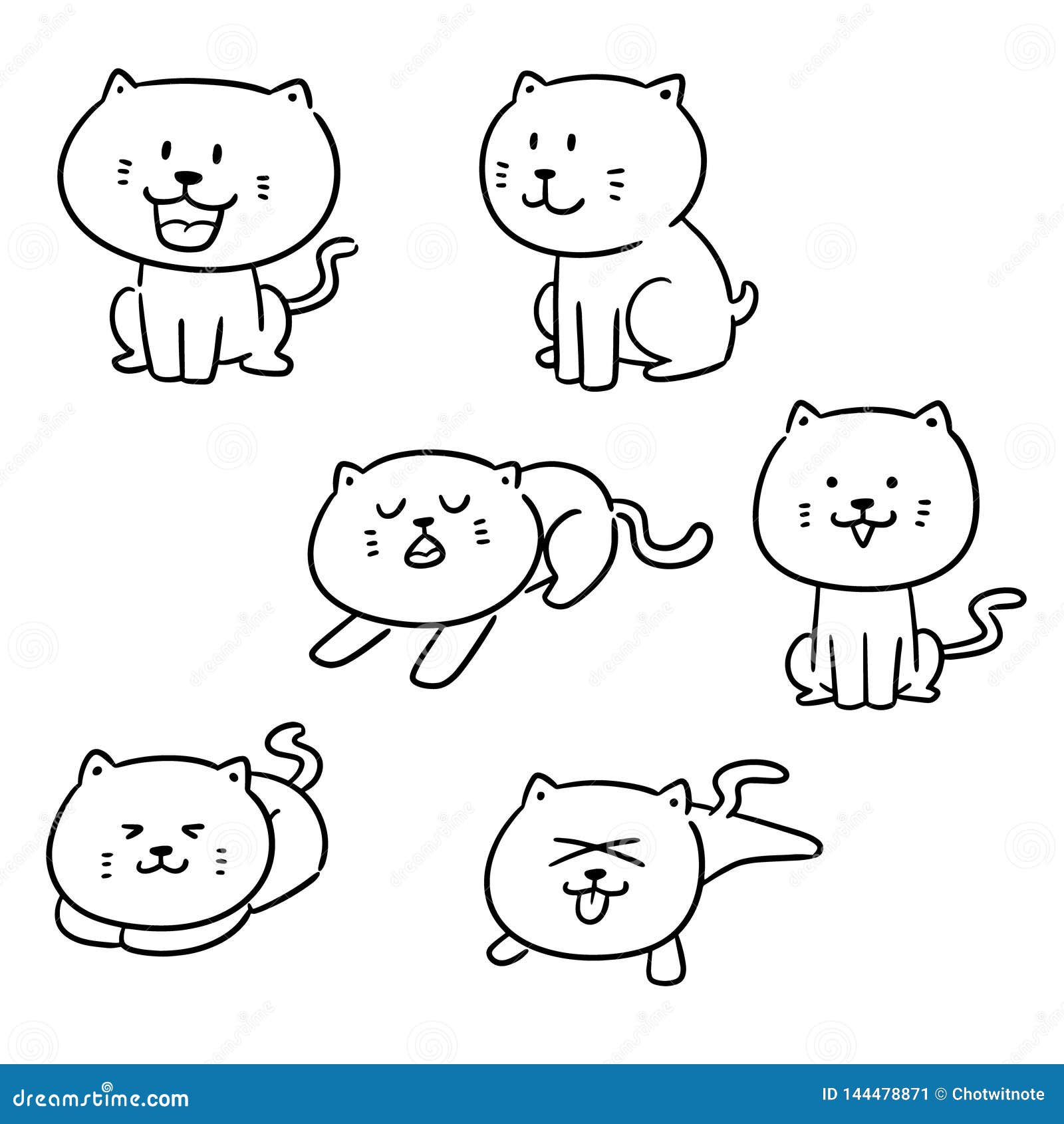 Vector set of cats stock vector. Illustration of sketch - 144478871