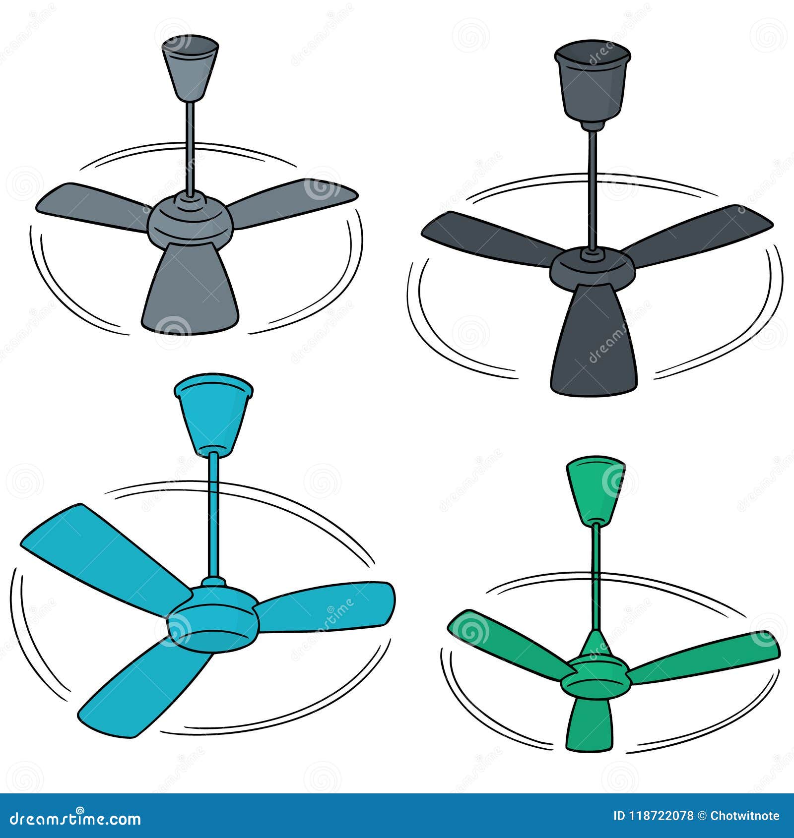 Vector set of ceiling fan stock vector. Illustration of electronics ...