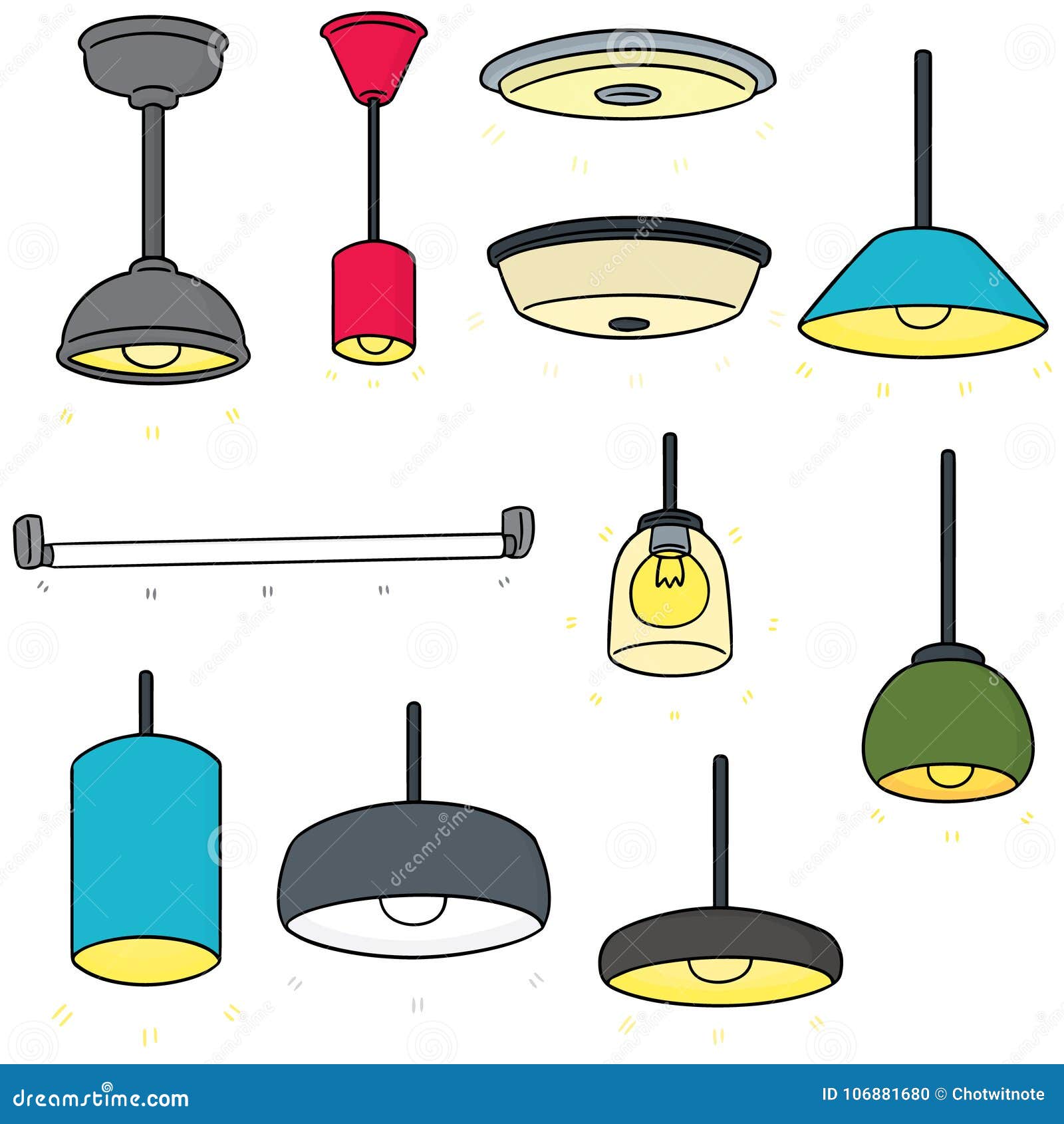 Vector set of ceiling lamp stock vector. Illustration of electricity ...
