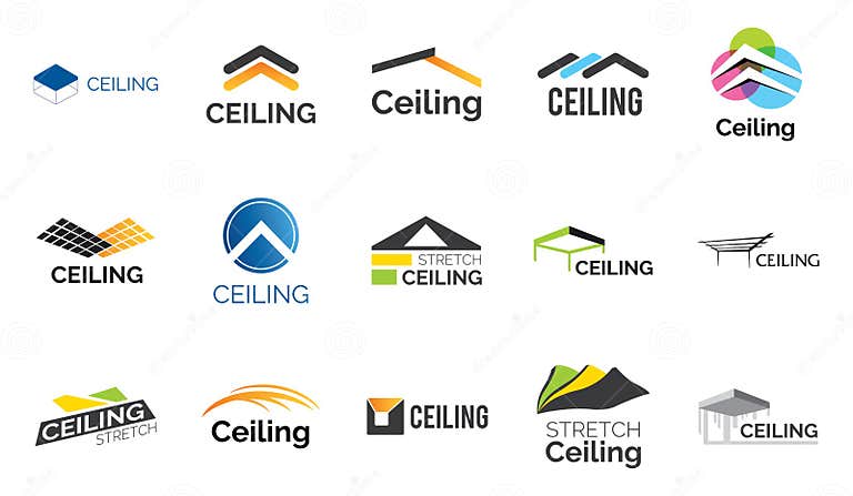 Vector Set of Ceiling Logos and Stretch Ceilings Stock Illustration ...