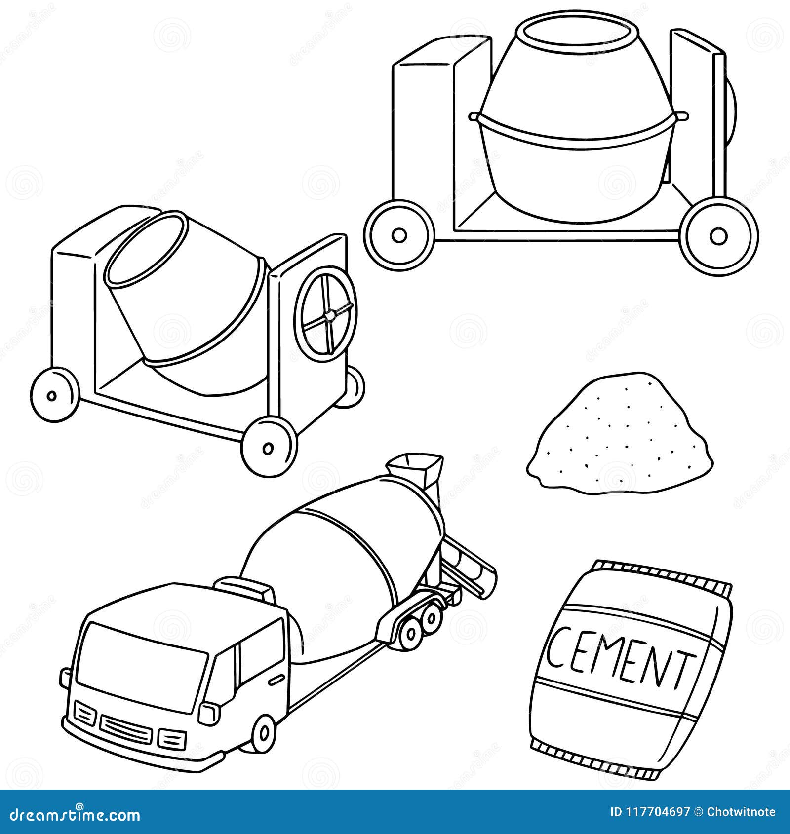 Vector set of cement stock vector. Illustration of cartoon - 117704697