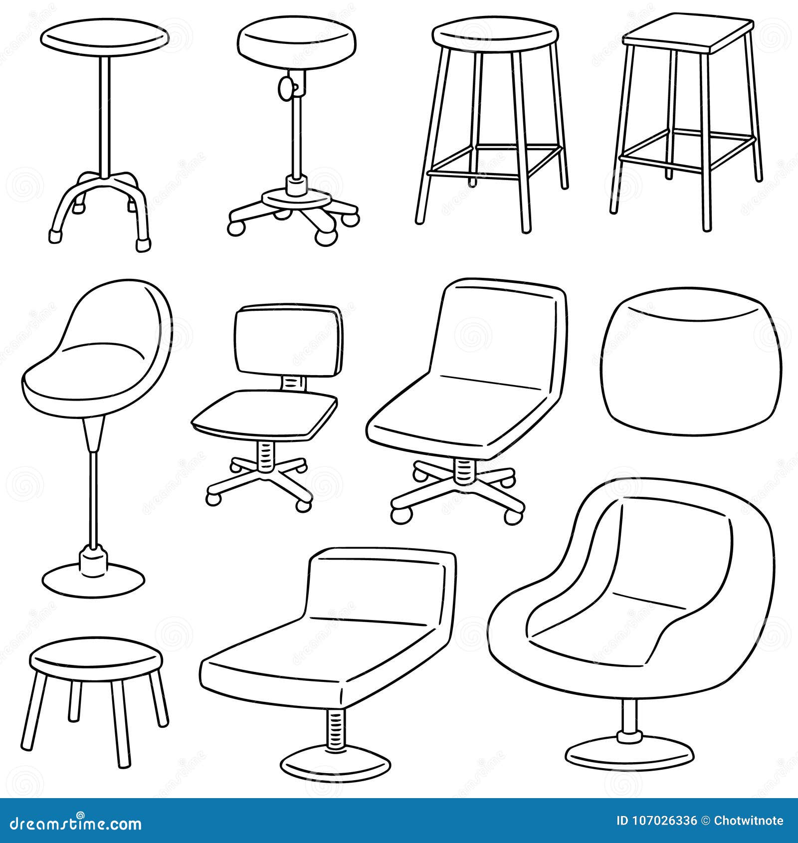 Vector set of chairs stock vector. Illustration of chair - 107026336