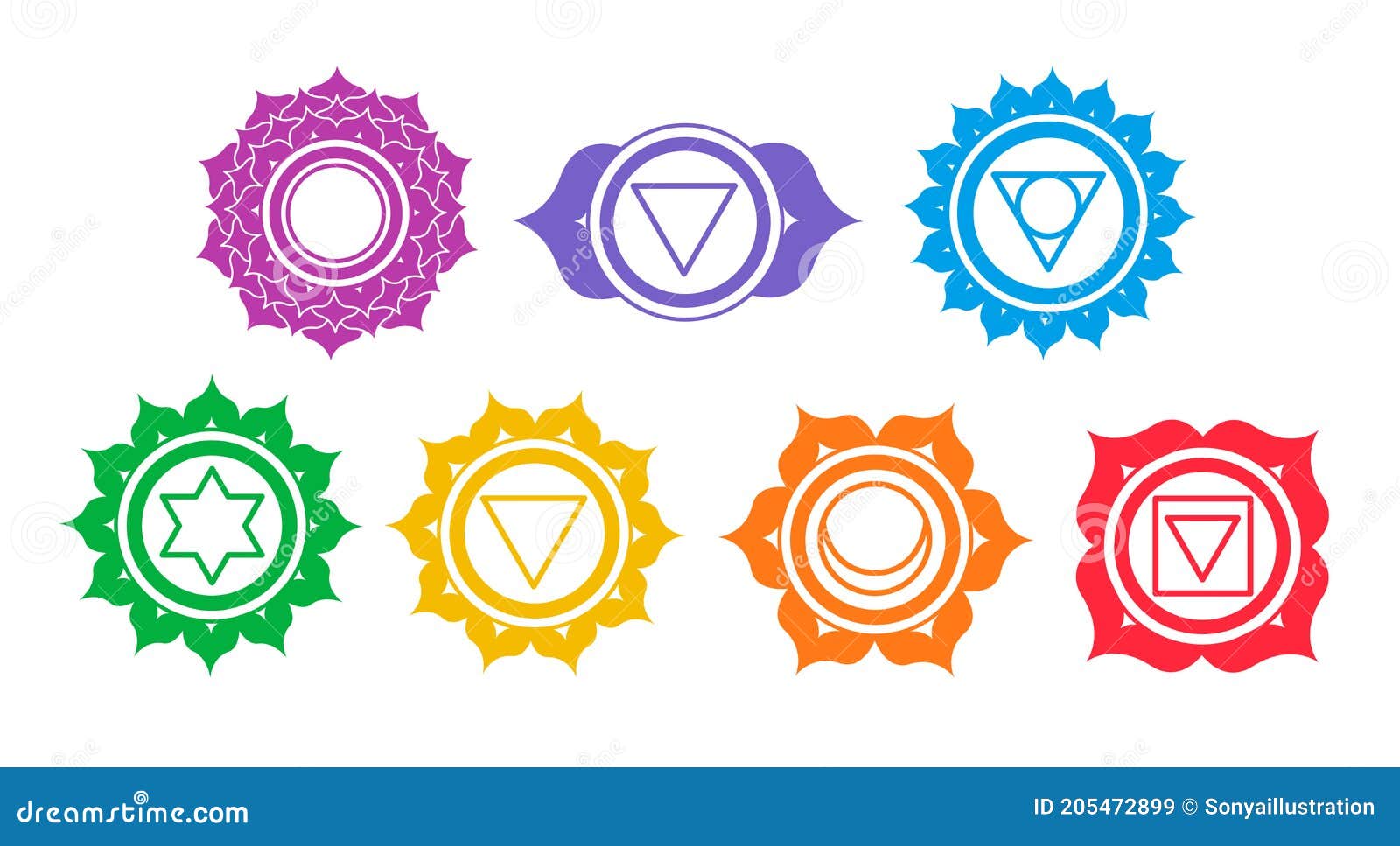 Vector Set of Chakra Symbols Stock Illustration - Illustration of ...