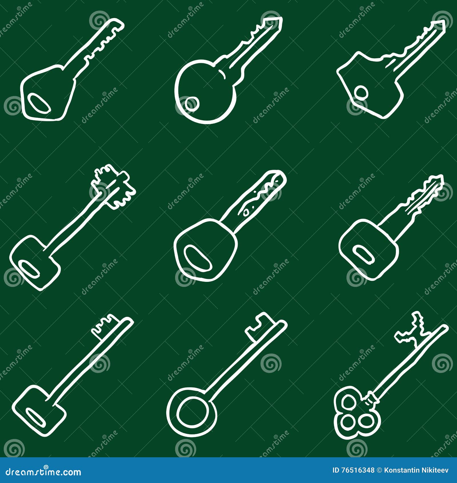 Vector Set of Chalk Doodle Keys Icons. Stock Vector - Illustration of ...