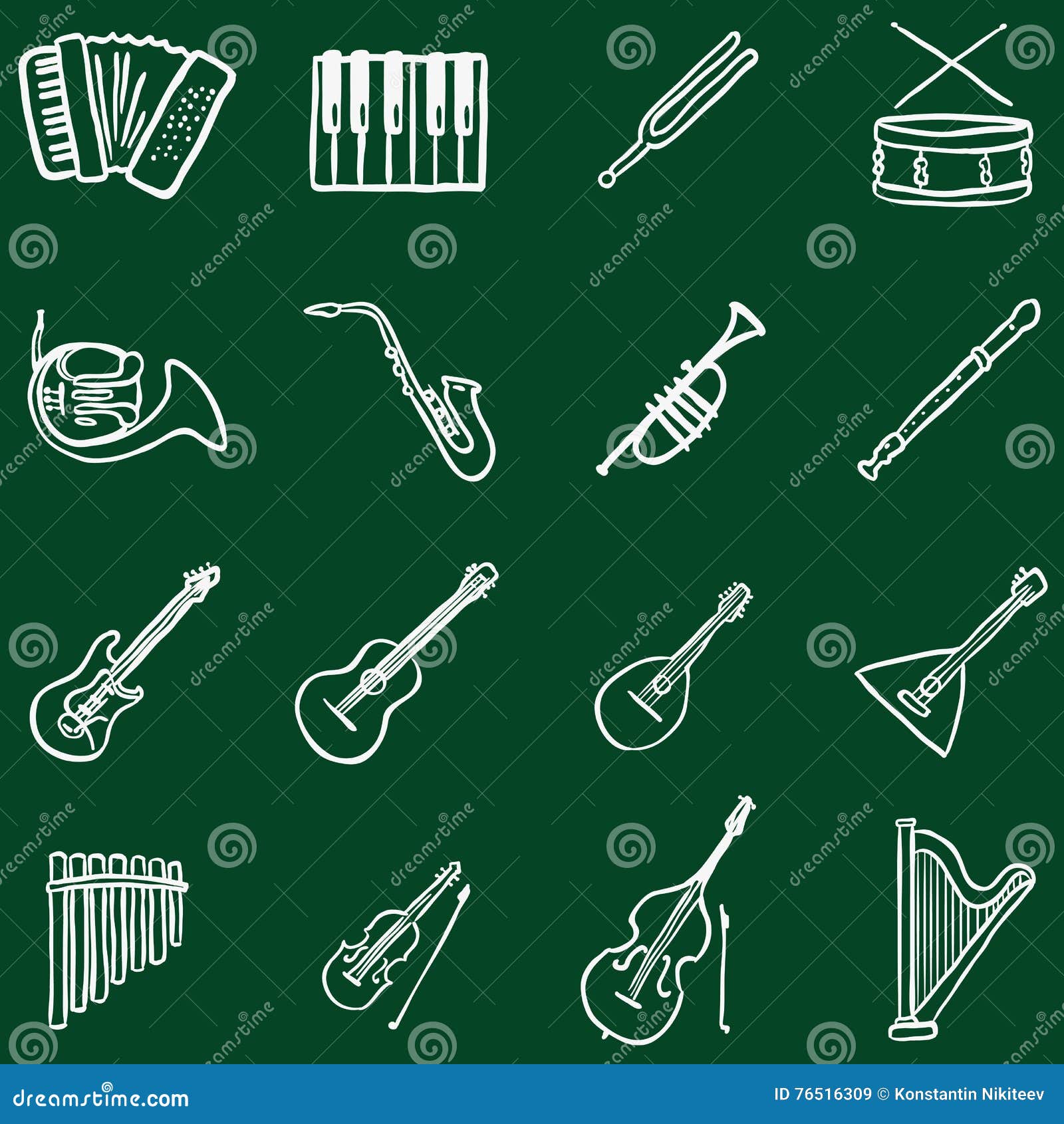 Vector Set of Chalk Doodle Musical Instruments Icons Stock Vector ... Vector Set of Chalk Doodle Musical Instruments Icons Stock Vector ...
