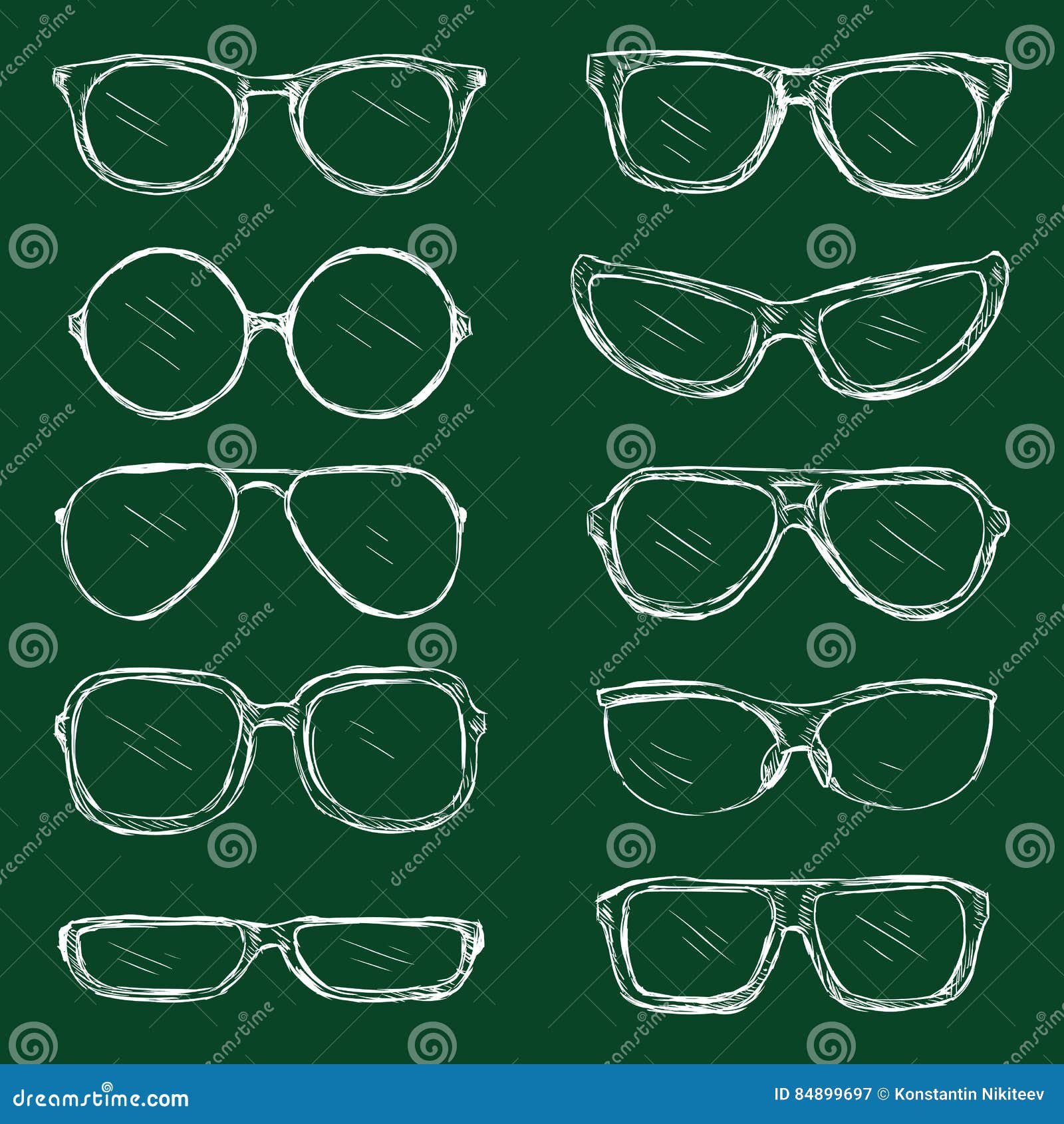Vector Set of Chalk Eyeglass Frames Stock Vector - Illustration of ...