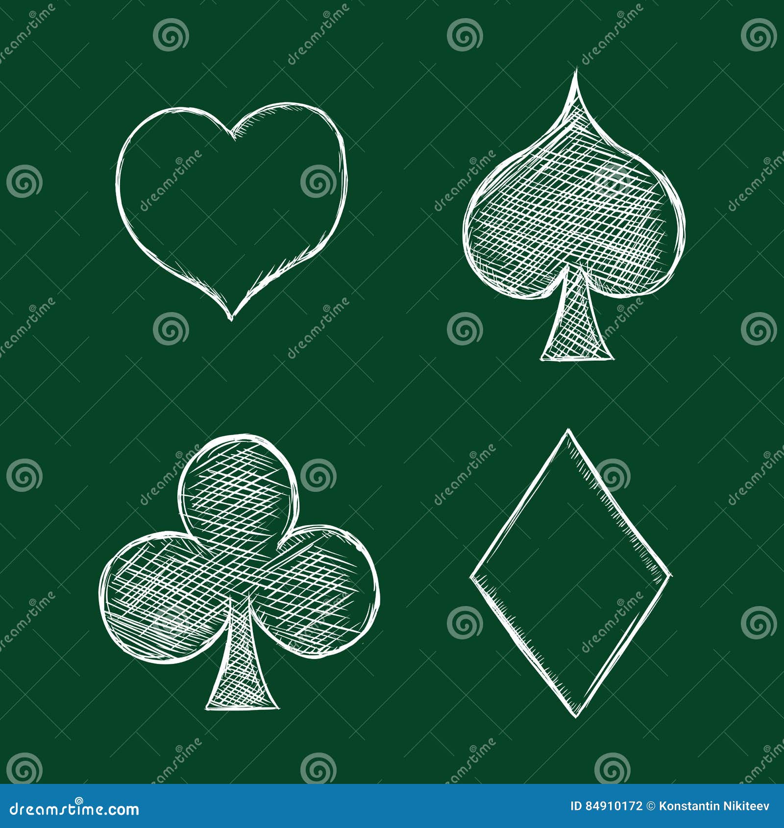 Vector Set of Chalk Playing Cards Suits Signs Stock Vector ...