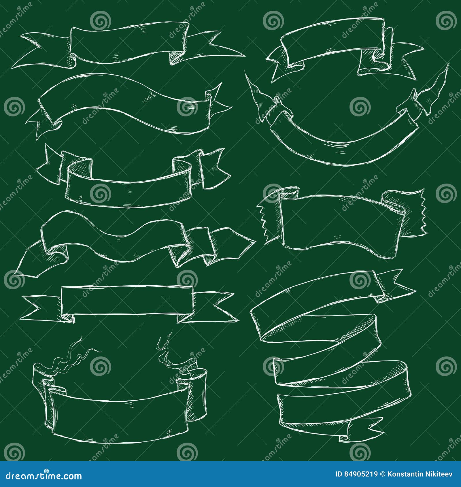 Vector Set of Chalk Ribbons Stock Vector - Illustration of chalk, draft ...