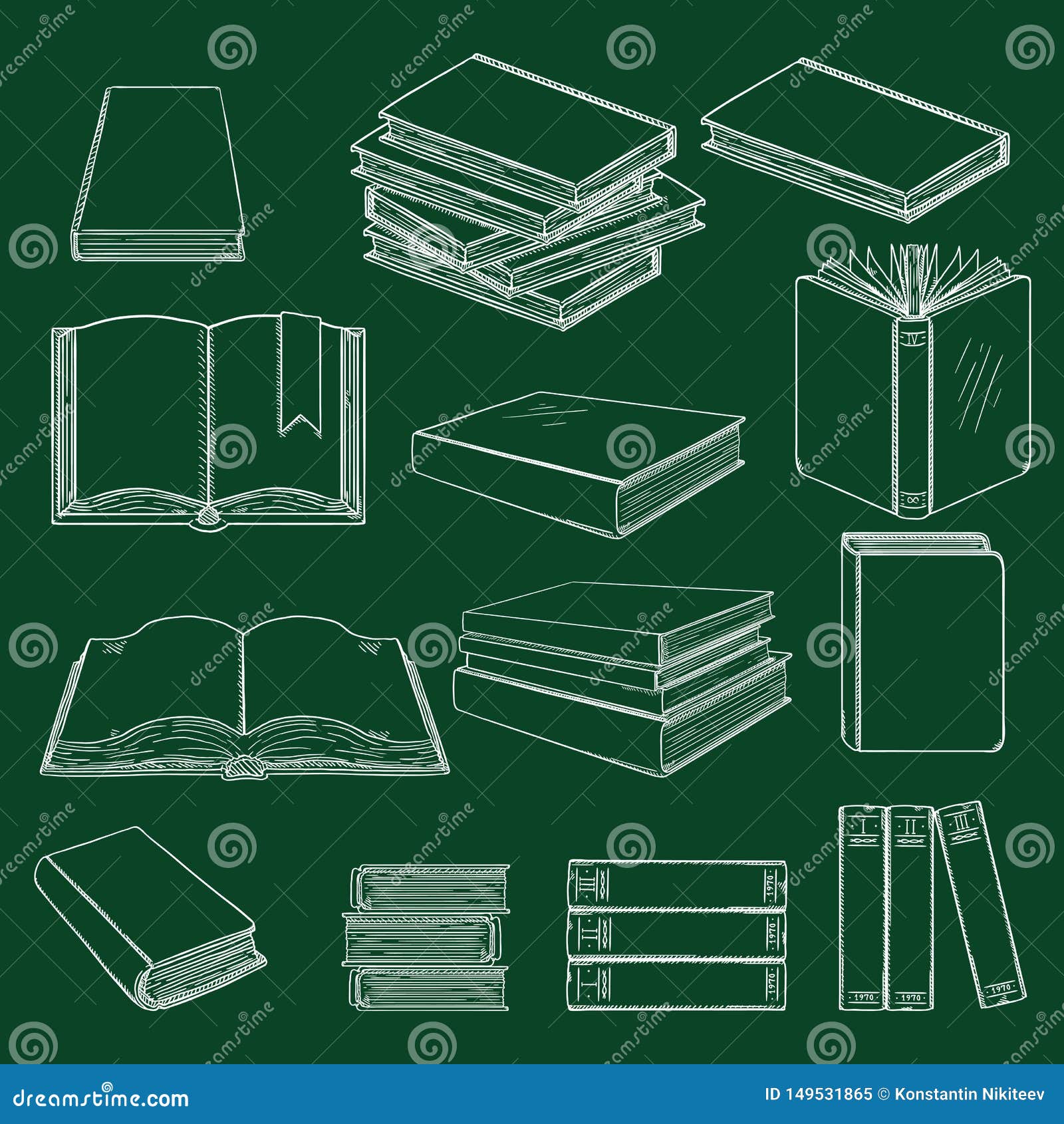 Vector Set of Chalk Sketch Book Illustration Stock Vector ...