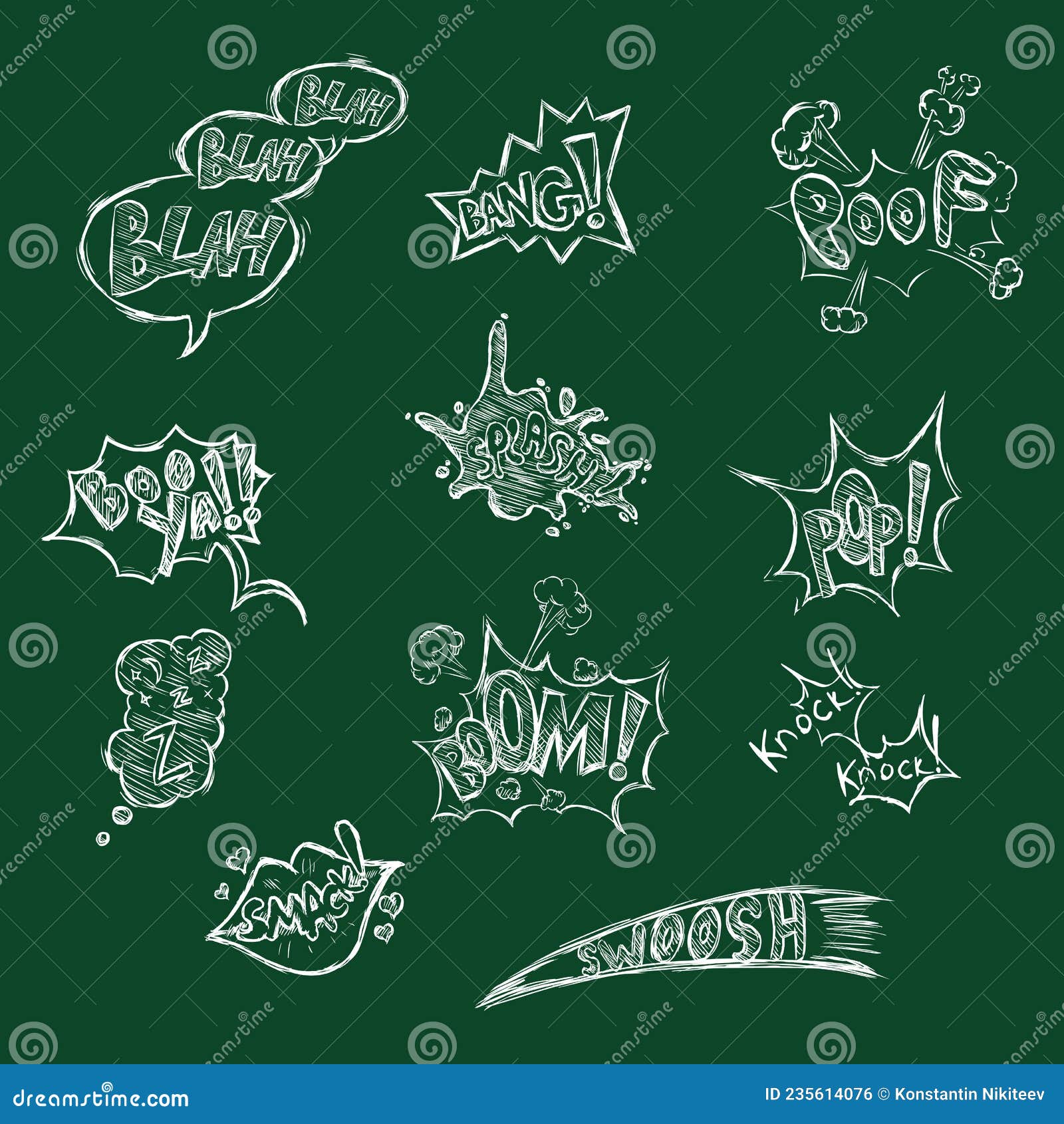 Vector Set of Sketch Comics Phrases and Effects Stock Vector ...