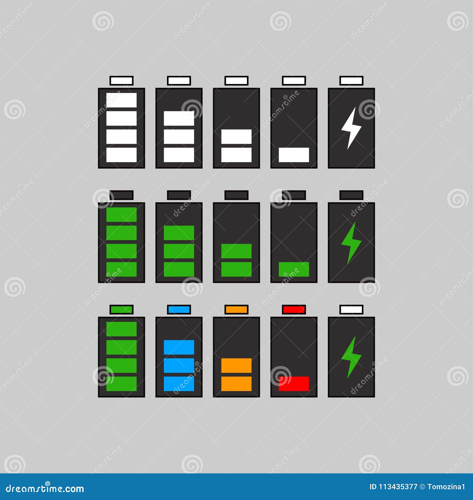 Vector set charging stock vector. Illustration of icon - 113435377