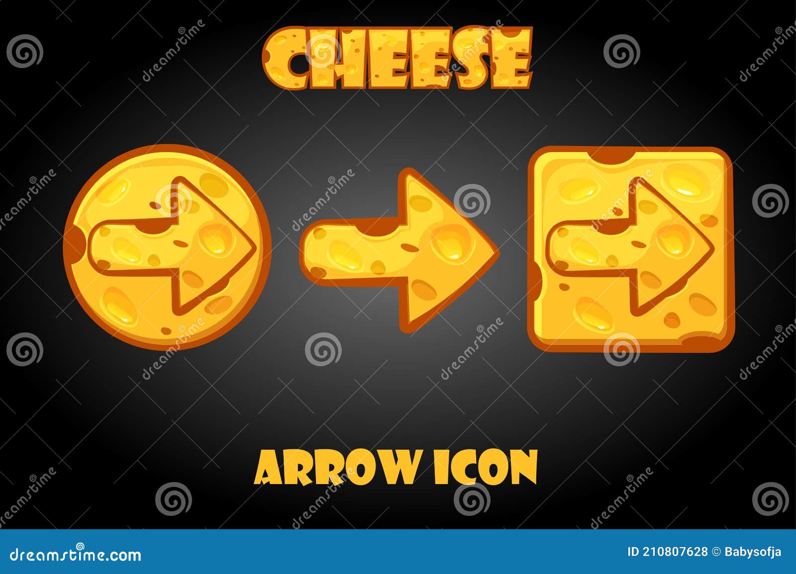 Vector Set of Cheese Arrow Buttons for Game. Stock Vector ...