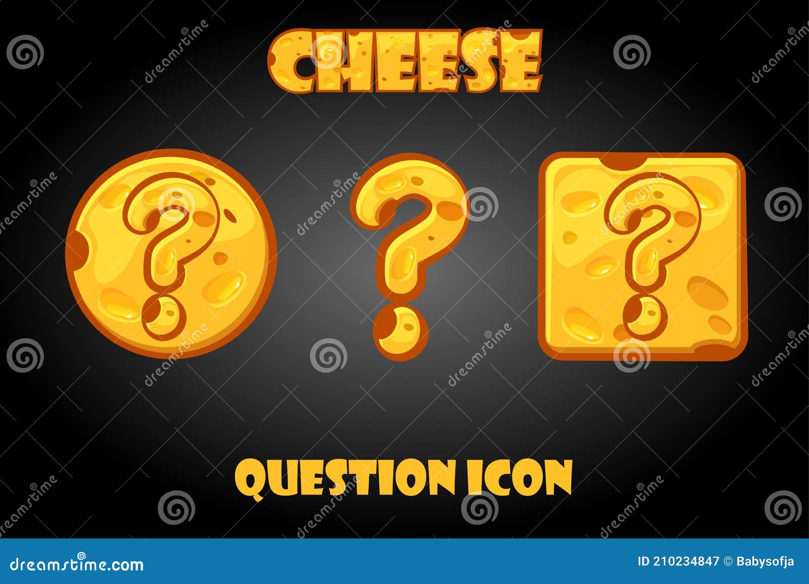 Vector Set of Cheese Question Mark Buttons for Game. Stock Vector ...