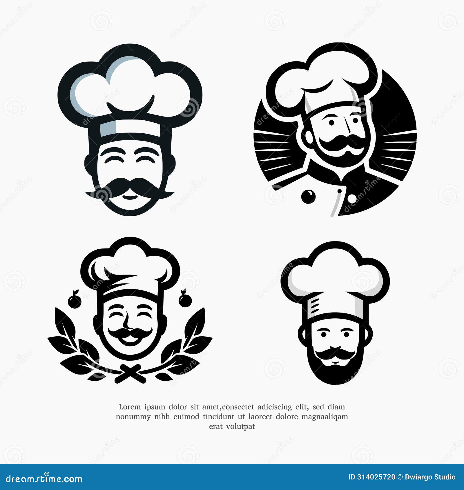 Vector Set of Chef Face Silhouette Logo Icon Stock Vector ...