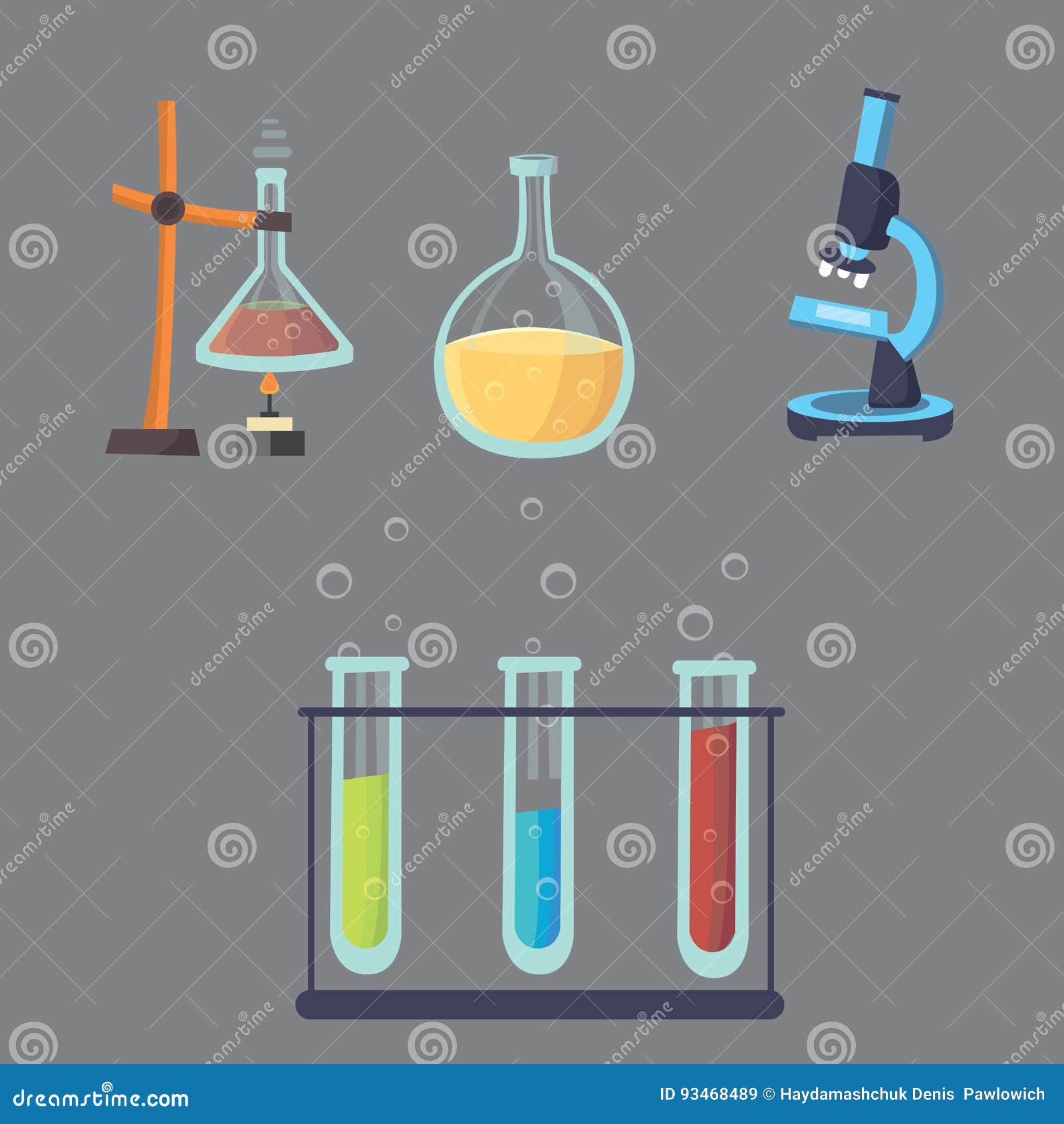 Vector Set - Chemical Test. Flat Design Chemistry Laboratory Experiment ...