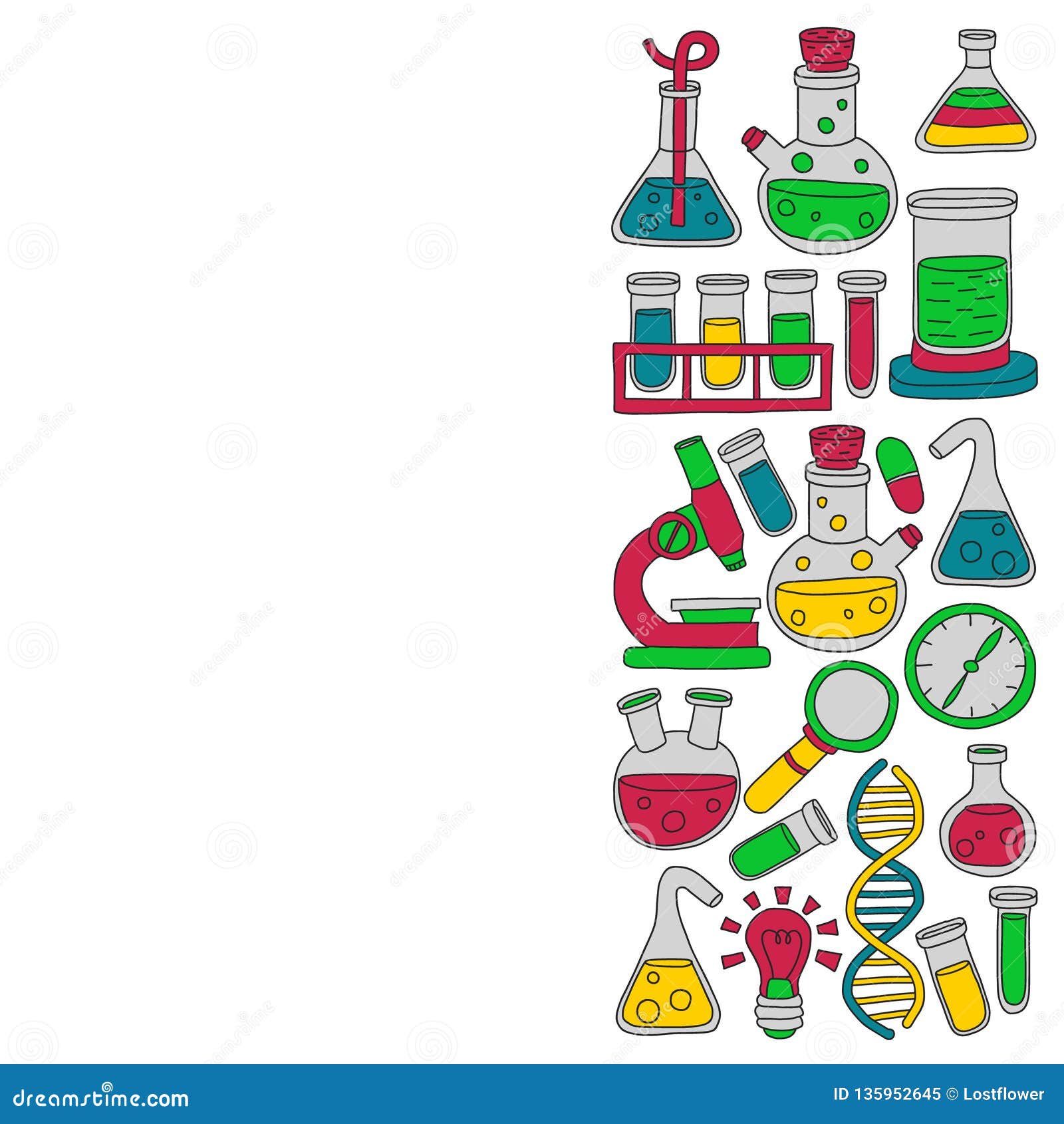 Vector Set of Chemistry, Science Icons. Pattern with Laboratory ...