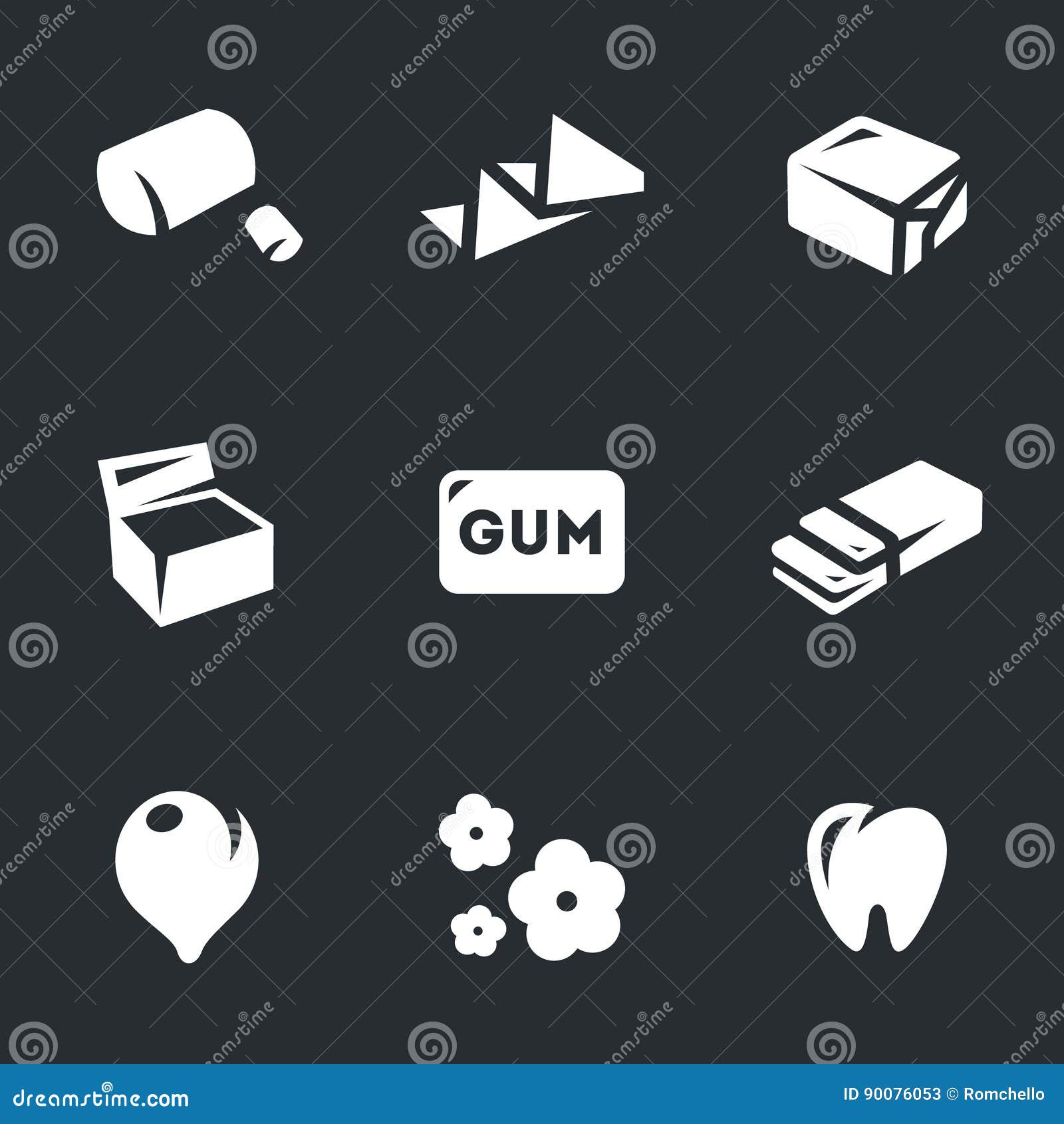 Vector Set of Chewing Gum Icons. Stock Vector - Illustration of food ...