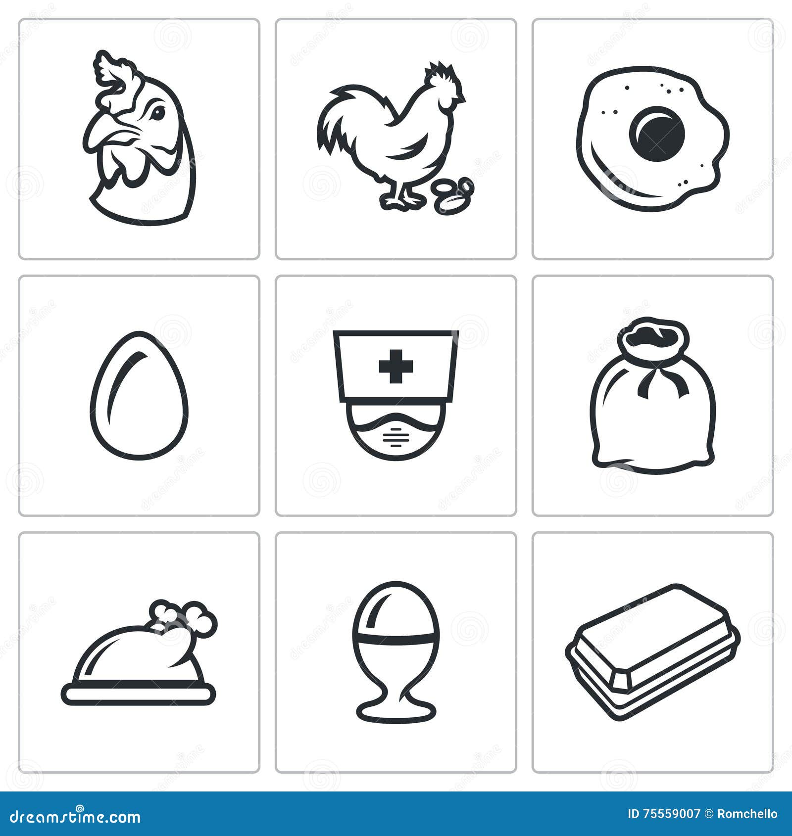 Vector Set of Chicken Icons. Stock Vector - Illustration of poultry ...