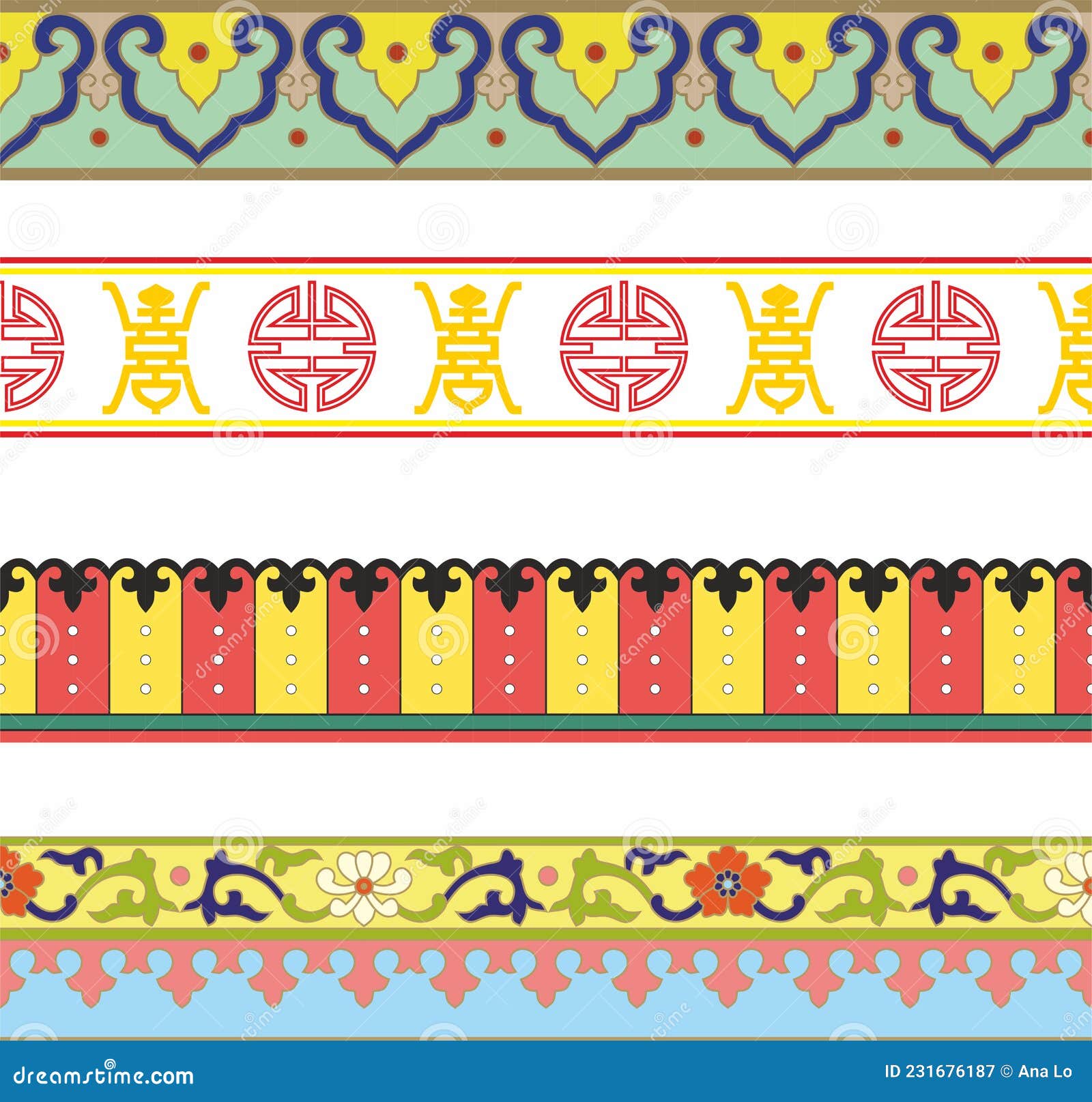 Vector Set of Chinese National Ornaments, Borders. Stock Vector ...