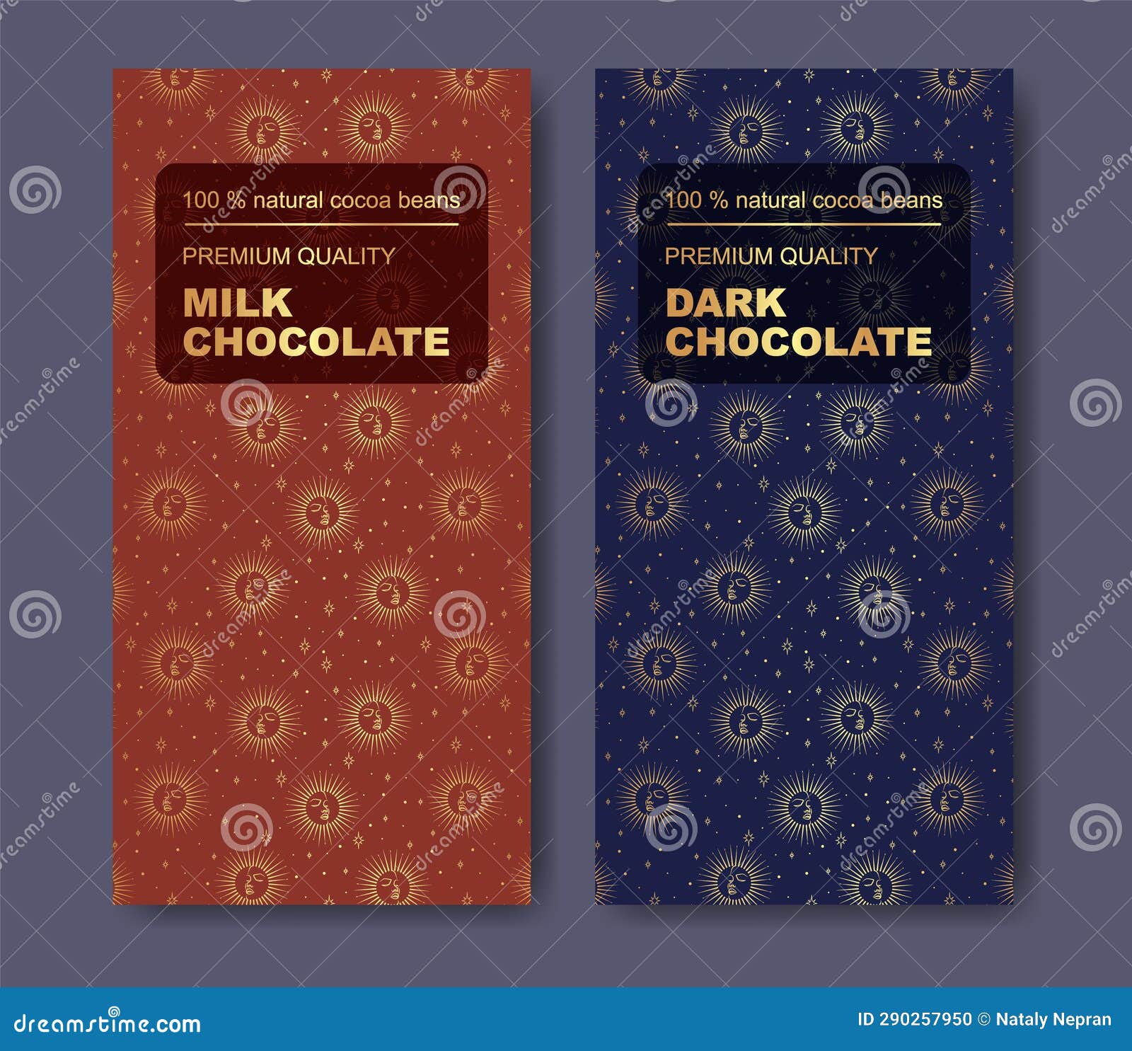Vector Set of Chocolate Bar Package Design with Golden Pattern. Stock ...