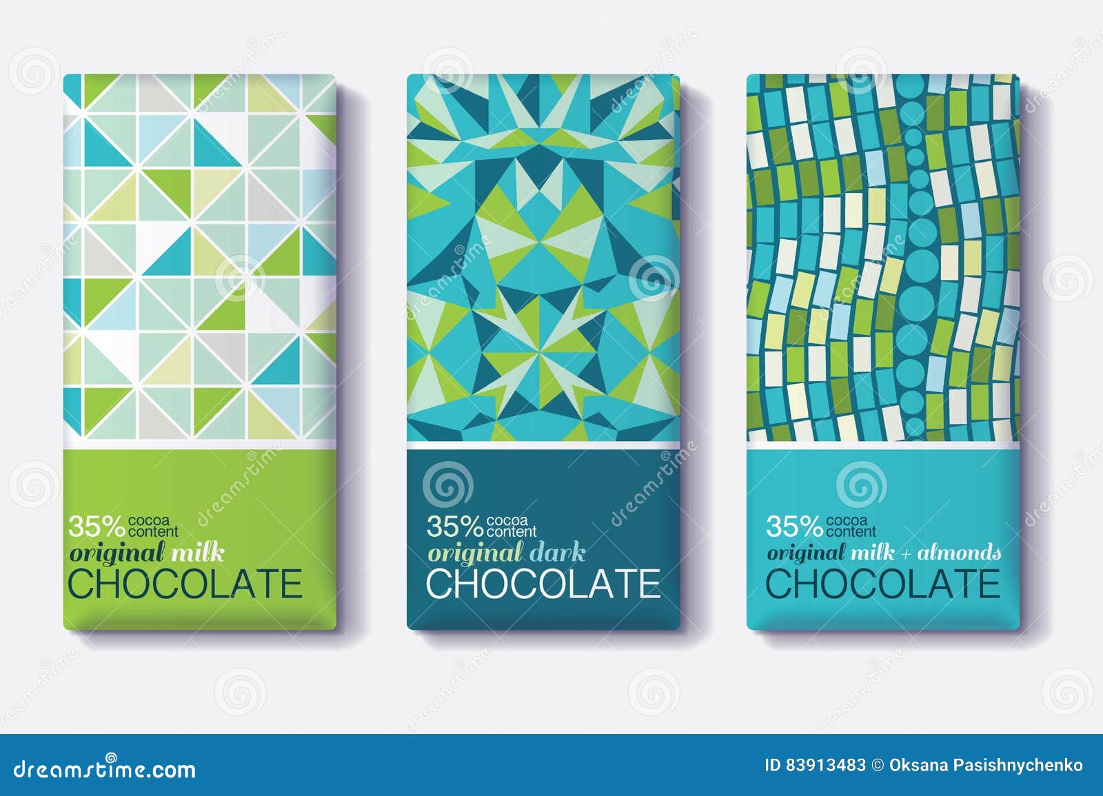 Vector Set of Chocolate Bar Package Designs with Geometric Mosaic ...