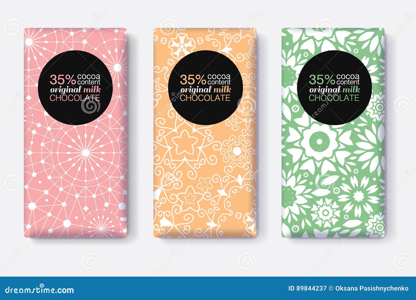 Vector Set of Chocolate Bar Package Designs with Pastel Geometric ...