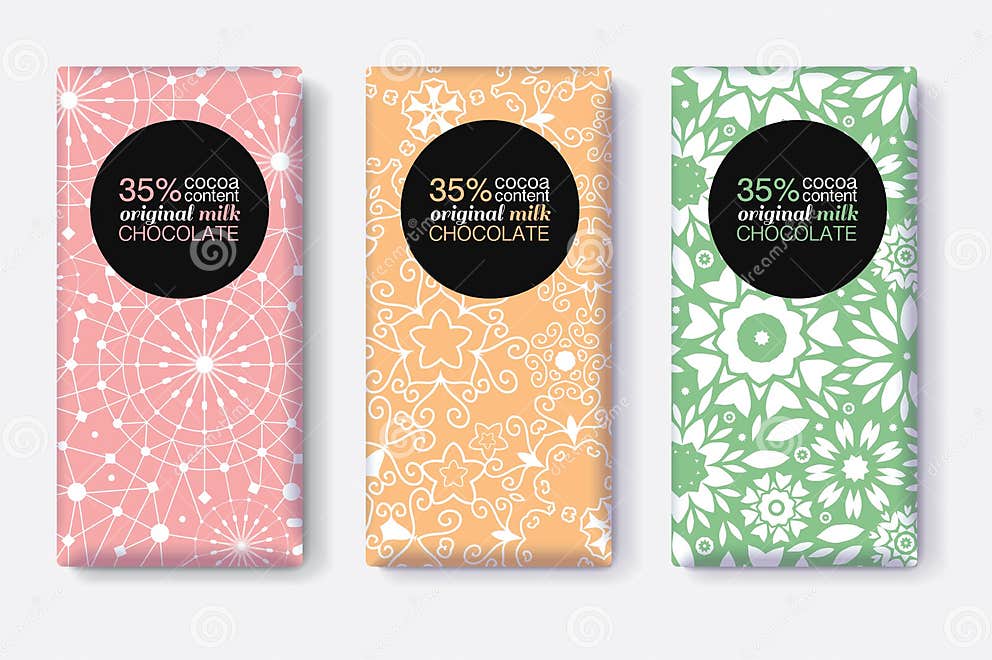 Vector Set of Chocolate Bar Package Designs with Pastel Geometric ...
