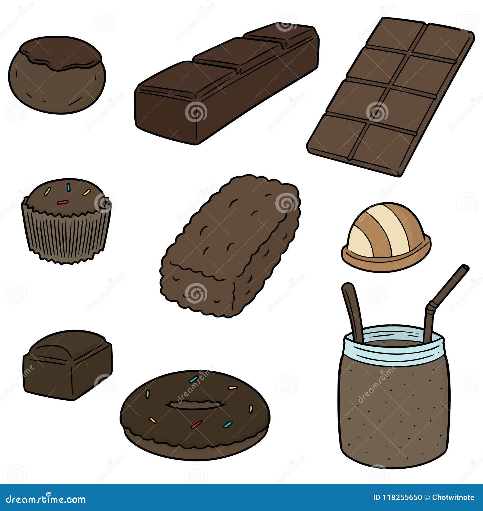 Vector set of chocolate stock vector. Illustration of realistic - 118255650
