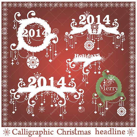 Vector Set of Christmas Headlines Stock Vector - Illustration of green ...